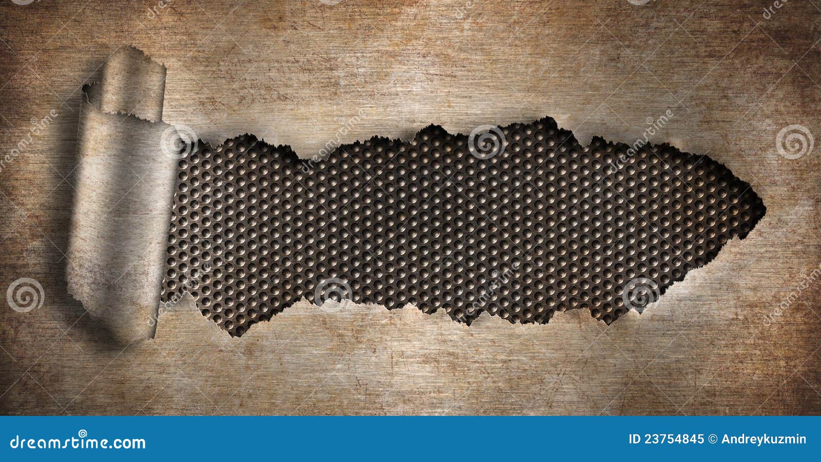 Rusty Grunge Metal Background Ripped Hole Stock Illustration ...