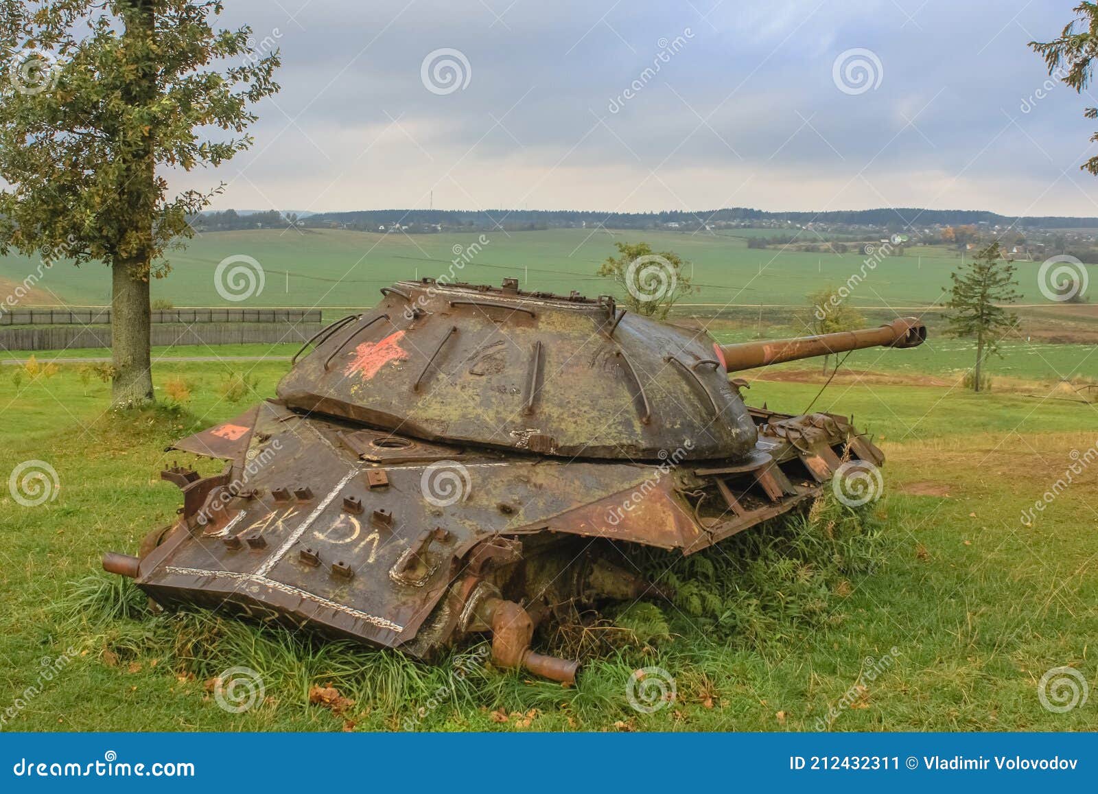 A Rusty Heavy Soviet is-3 Tank without Tracks is Rusting in the Field ...