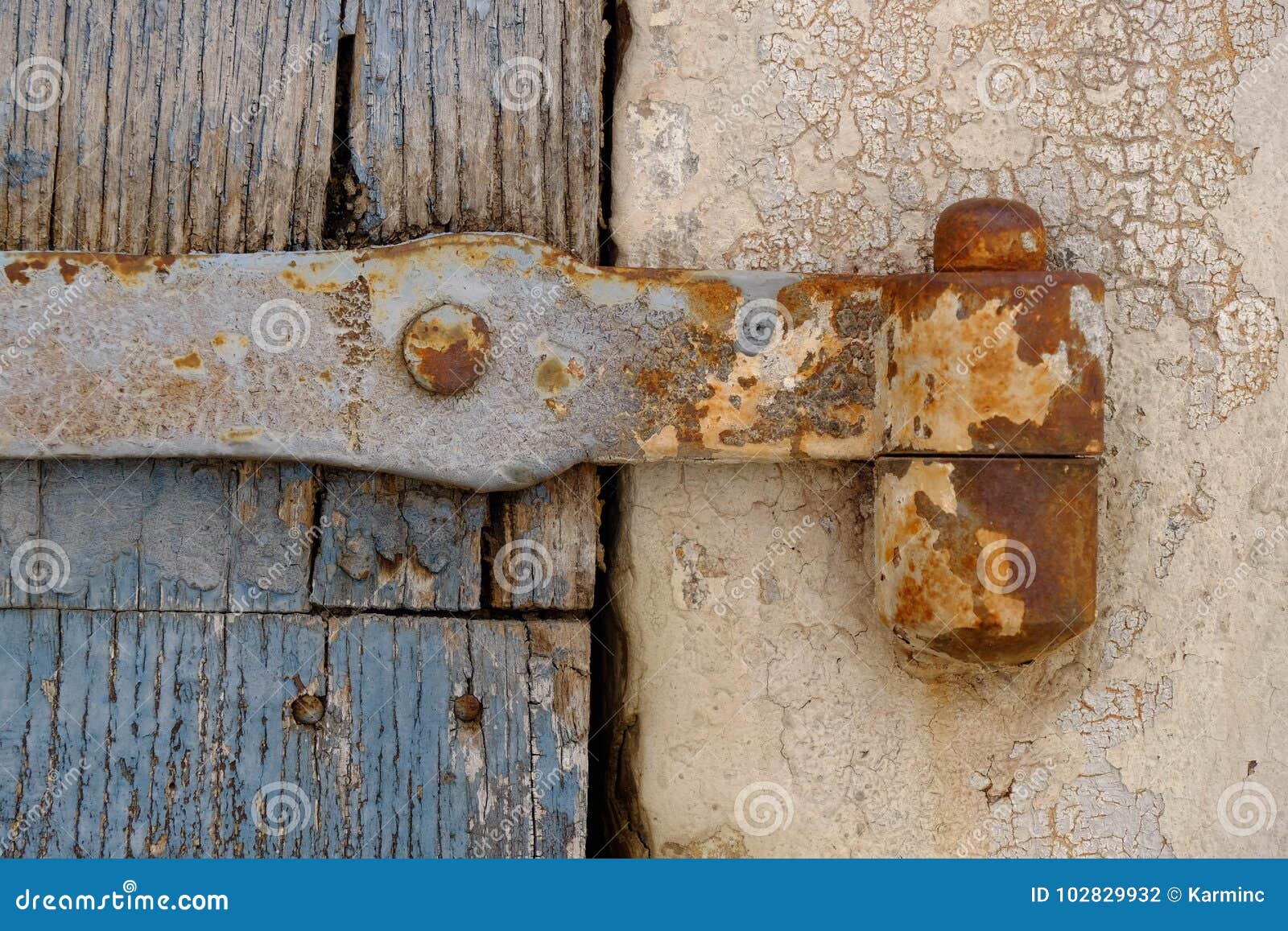Rusty Hinge on Old Wooden Door Stock Photo - Image of wooden, rusty ...