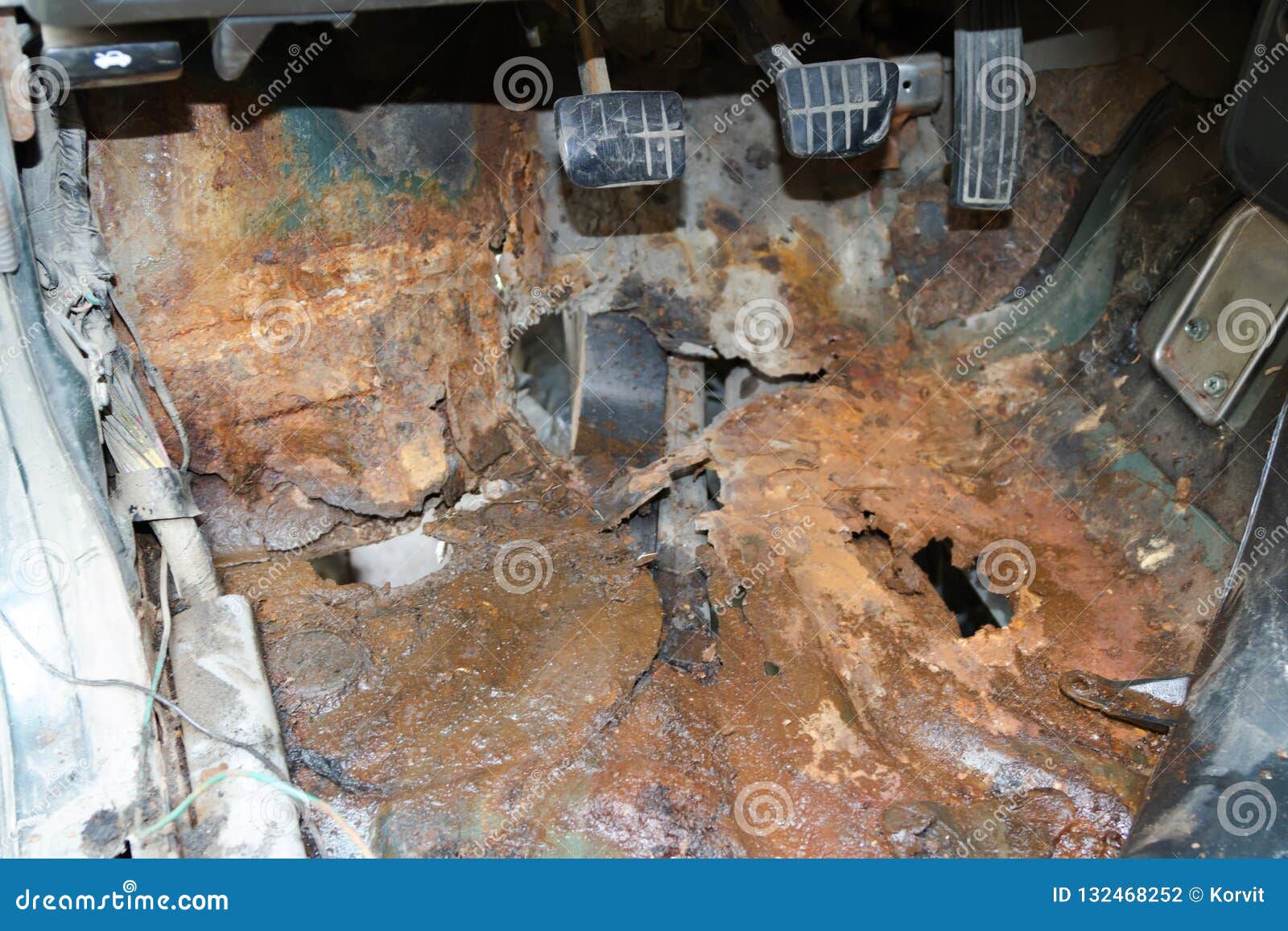 Rotten car floor stock photo. Image of rough, rusted - 132468252