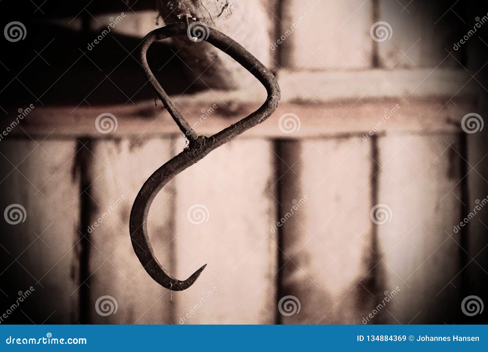 Rusty Hook in a Grained Image and Spooky Setting Stock Image - Image of ...