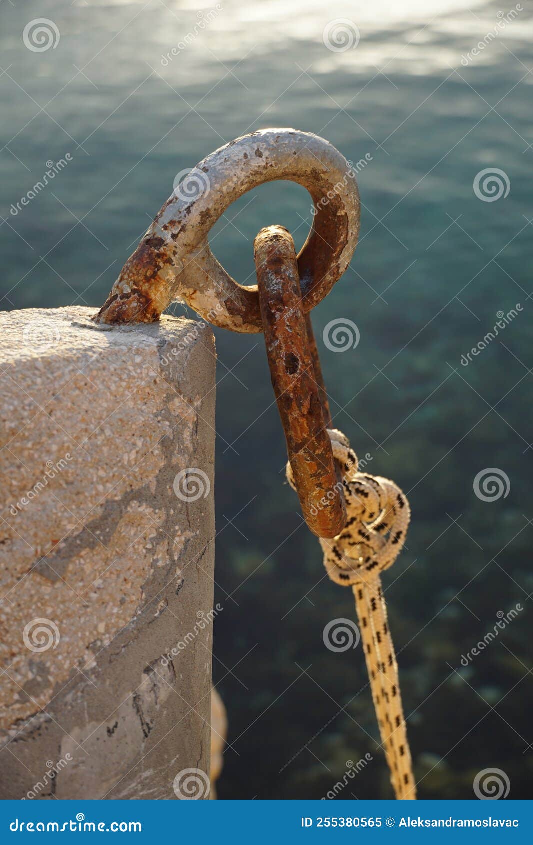 Rusty Hook with String for Tying Boats and Small Ships Stock Image ...