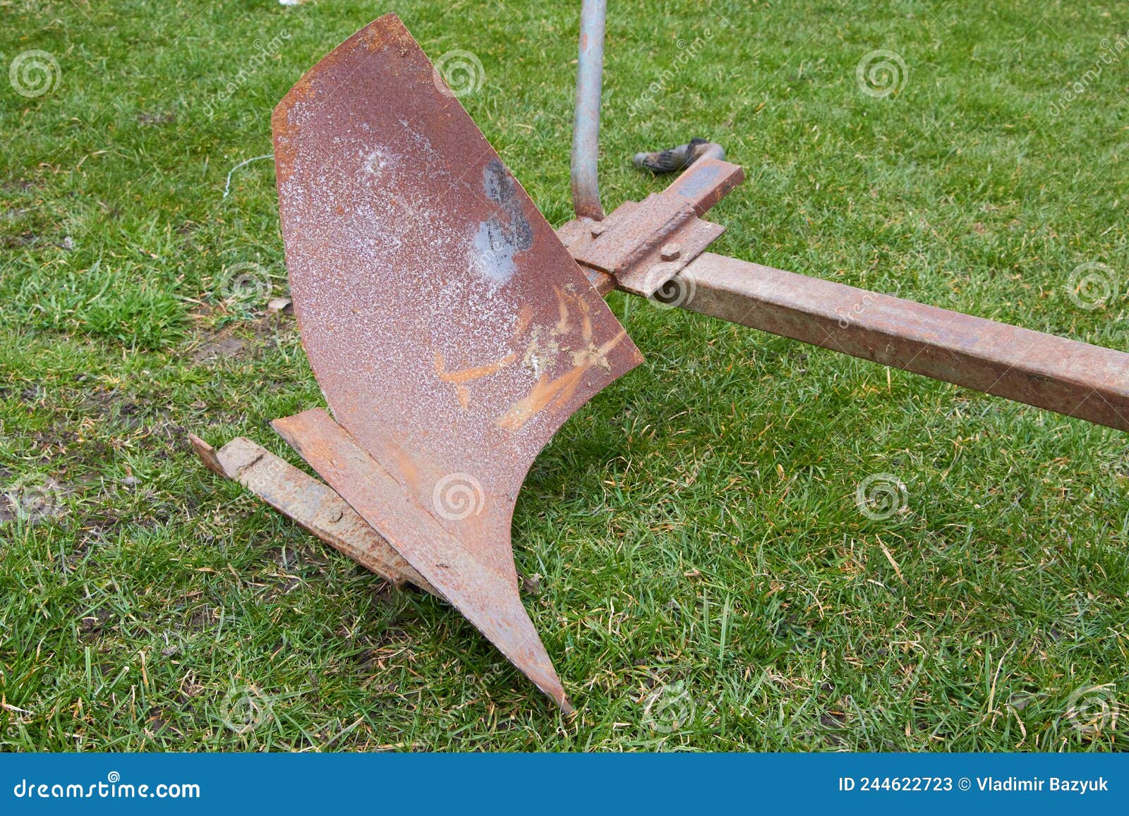 Rusty Horse Plow,old Rusty Plow Lies on the Grass Stock Image - Image ...