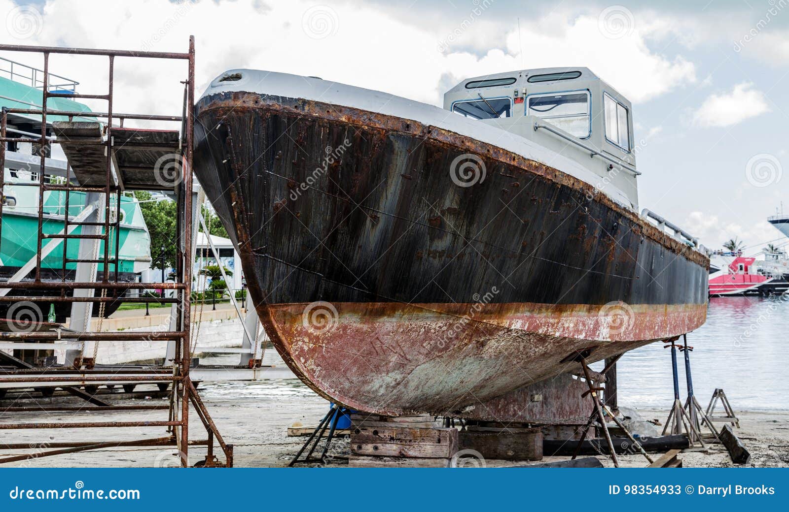 Rusty Hull in Dry Dock stock image. Image of rusty, dock - 98354933