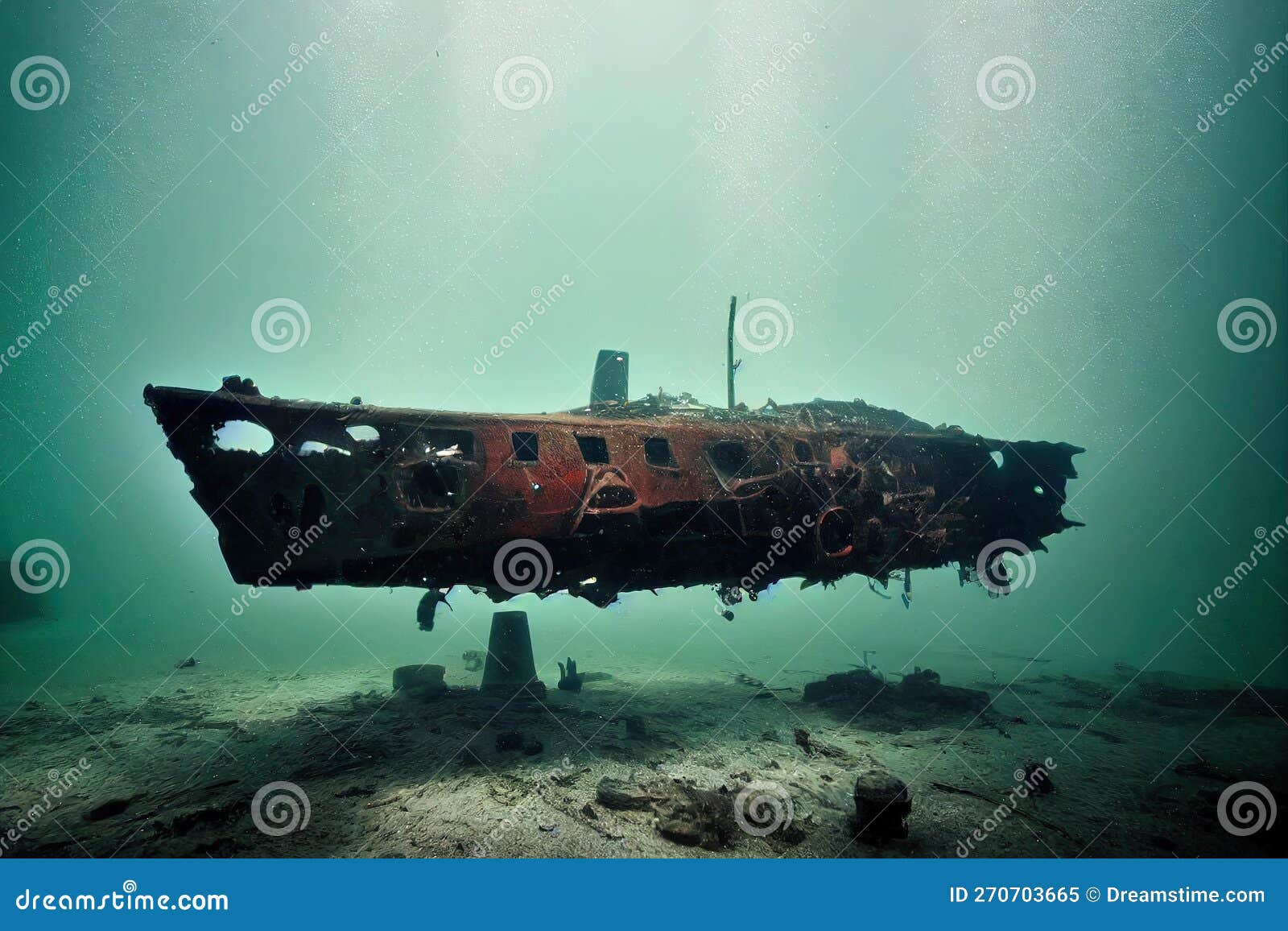 Rusty Hull of Wrecked Ship after Shipwreck Beneath Water. Stock ...