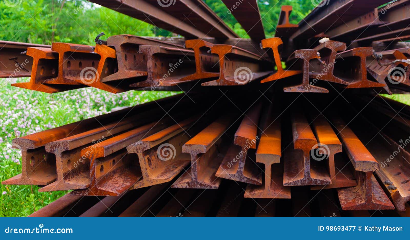 Rusty I-beams stacked up stock image. Image of rust, orange - 98693477