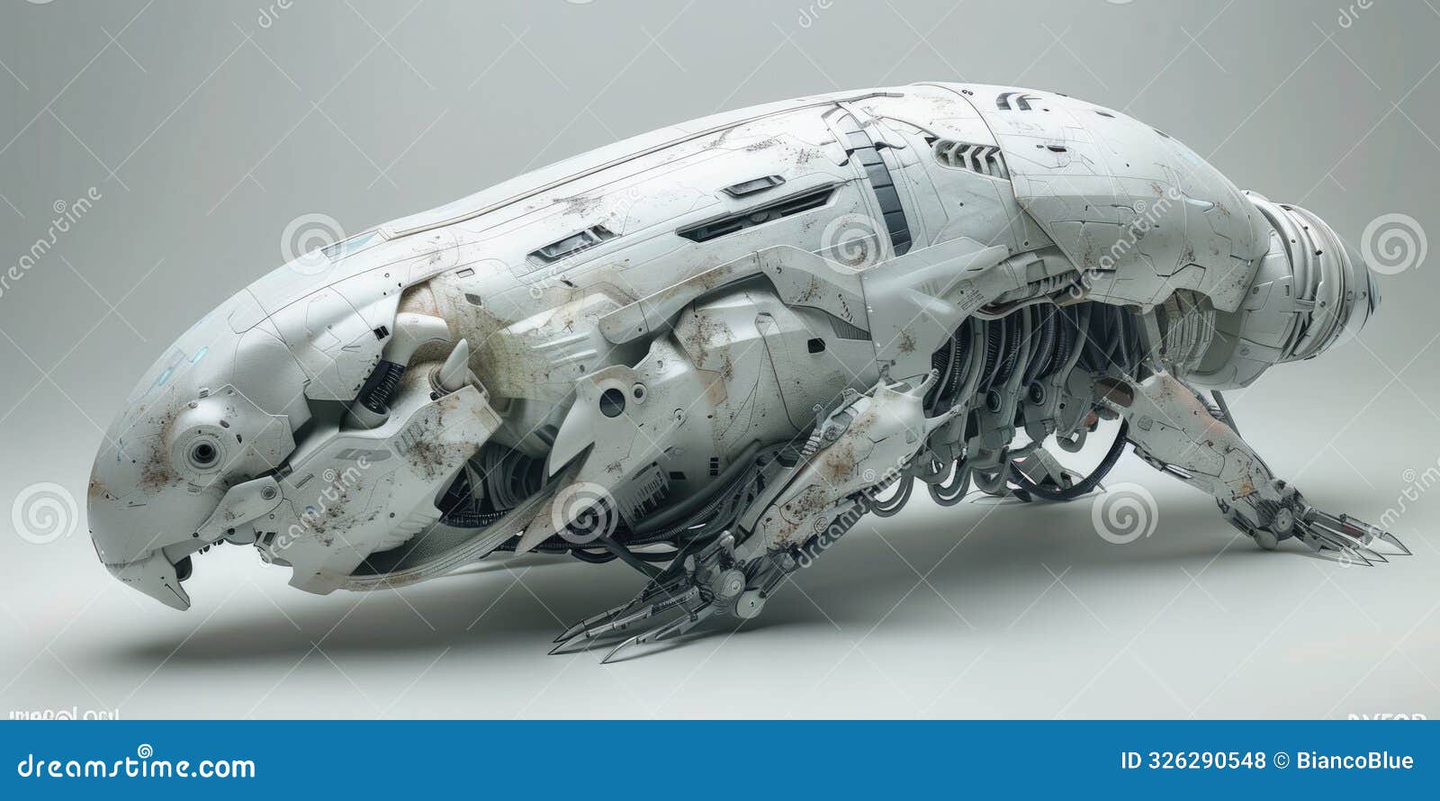 Rusty Insect Robot with Mechanical Legs and Glowing Eye. Digital Art ...