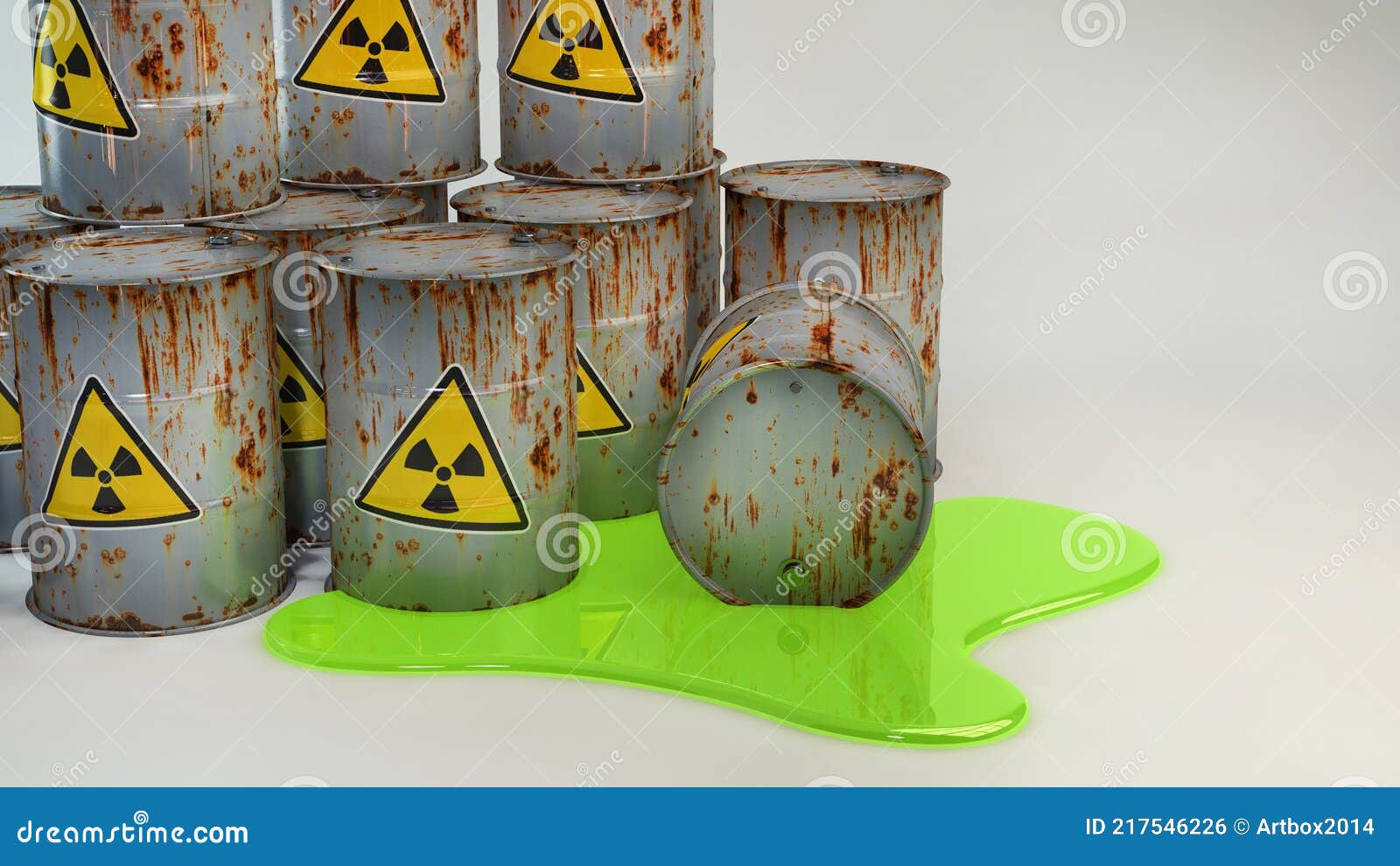 Rusty Iron Barrels with a Biohazard Sign. 3D Visualization Stock ...