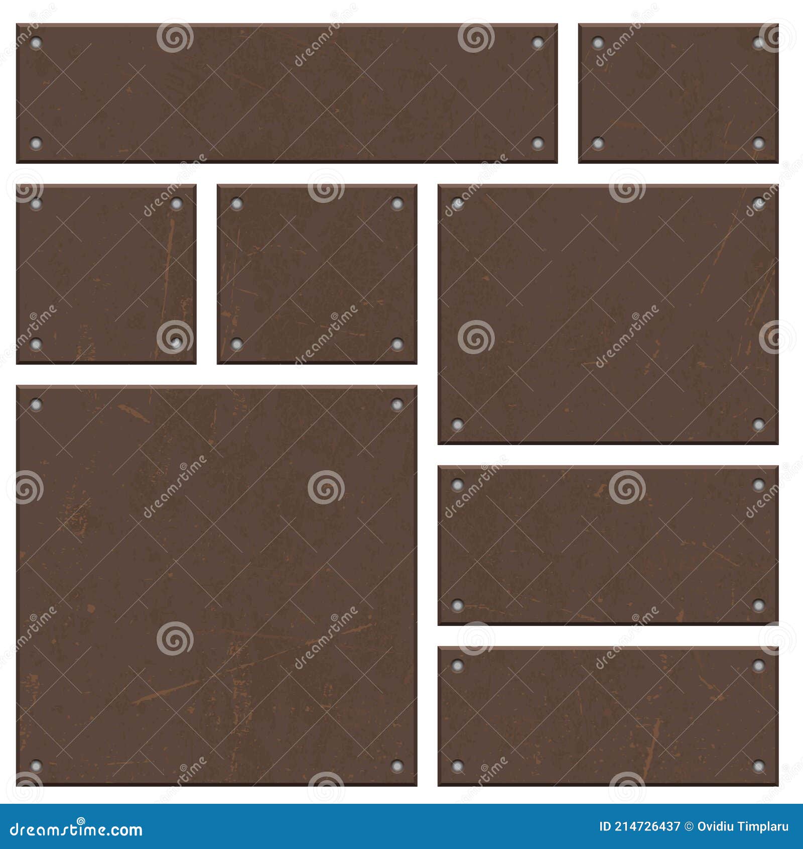 Rusty Iron Board Set Vector Design Isolated on White Stock Vector ...