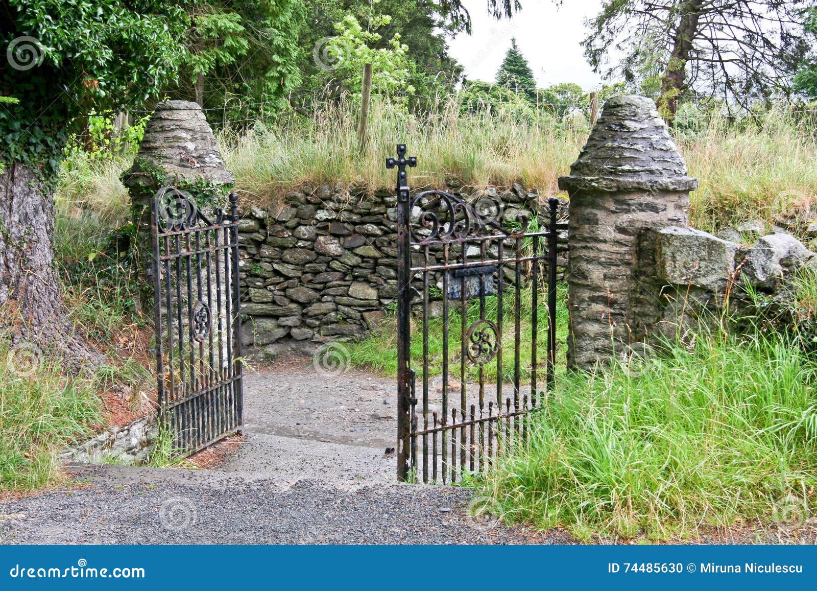 Rusty Iron Cemetery Gate, Glendalough, Ireland Stock Photo - Image of ...