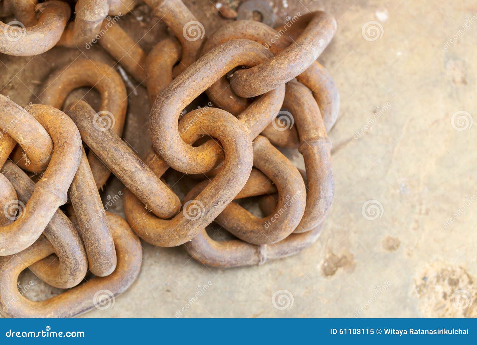 Rusty Iron Chain on Concrete Floor Stock Image - Image of close, macro ...