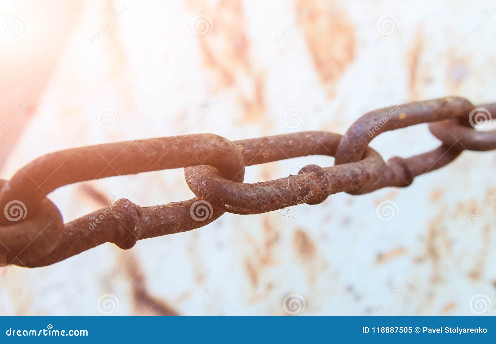 Rusty Iron Chain on Sunset Background Stock Image - Image of brown ...