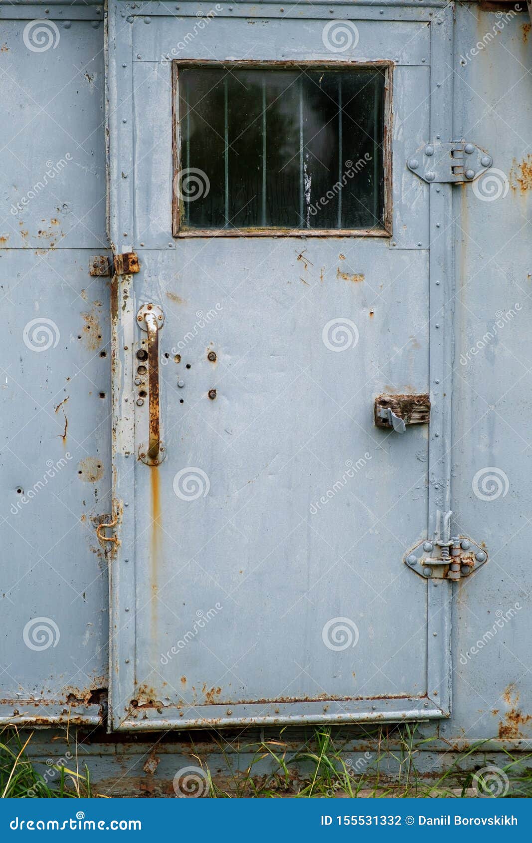 Rusty Iron Door with Window Motor Van Stock Photo - Image of road ...