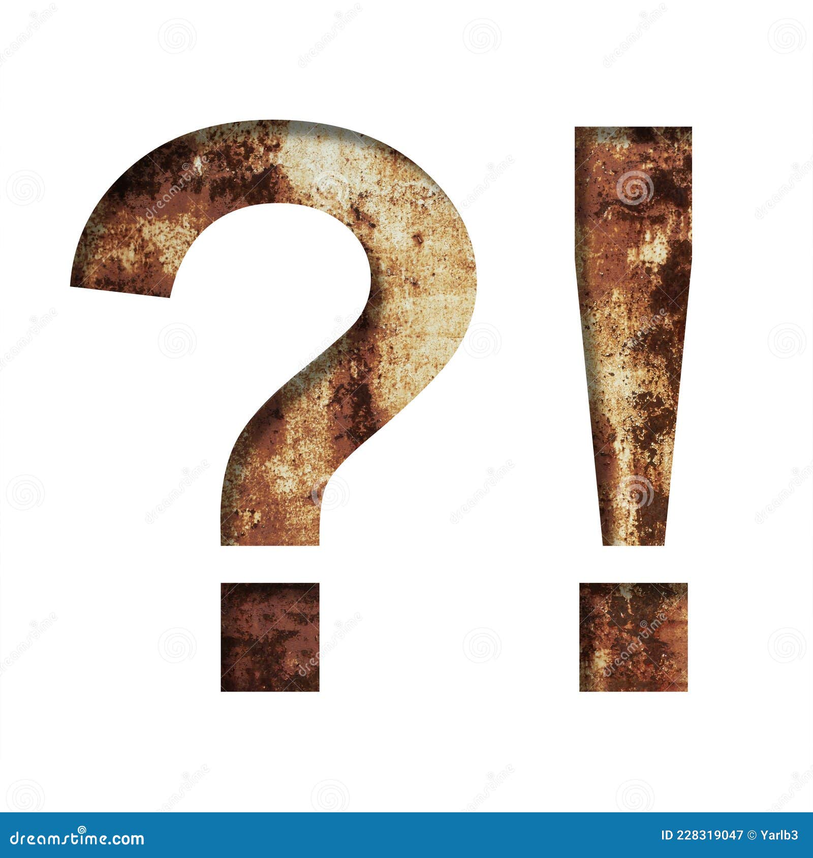 Rusty Iron Font. Exclamation and Question Marks Cut Out of Paper on the ...