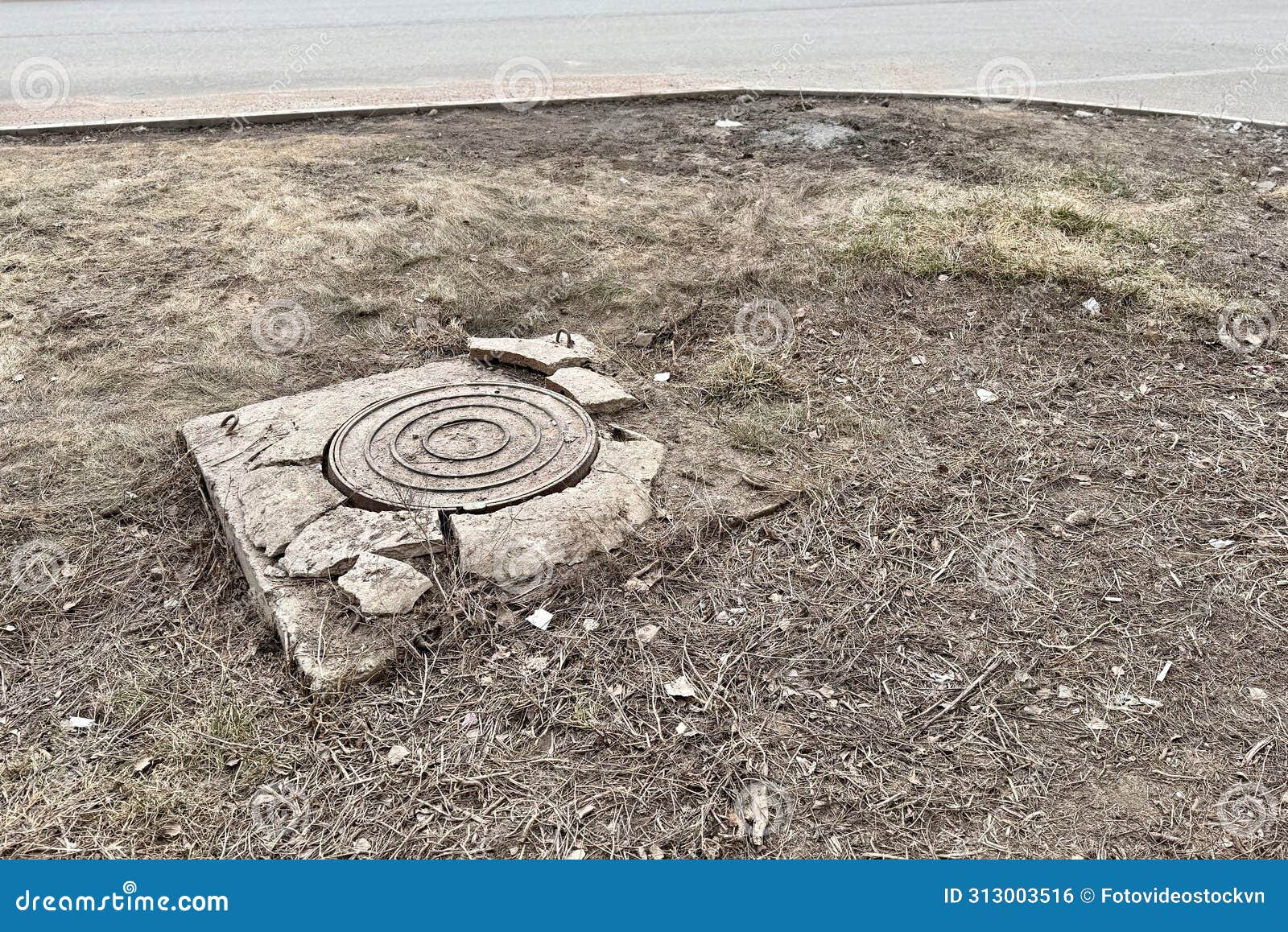 A Rusty Iron Hatch with a Pattern and a Large Gap at the Top is Mounted ...