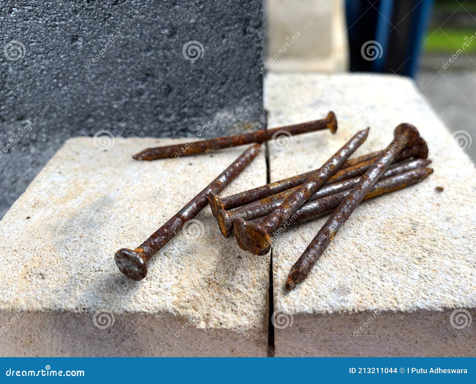 Rusty Iron Nails Were Placed on the Wall Stock Photo - Image of concept ...