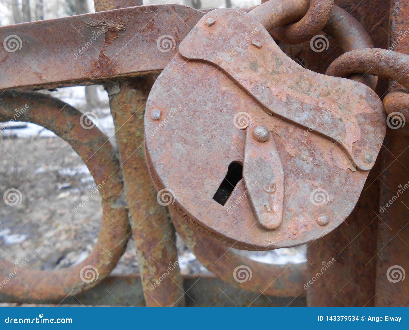 Rusty iron padlock. stock photo. Image of bottom, glares - 143379534