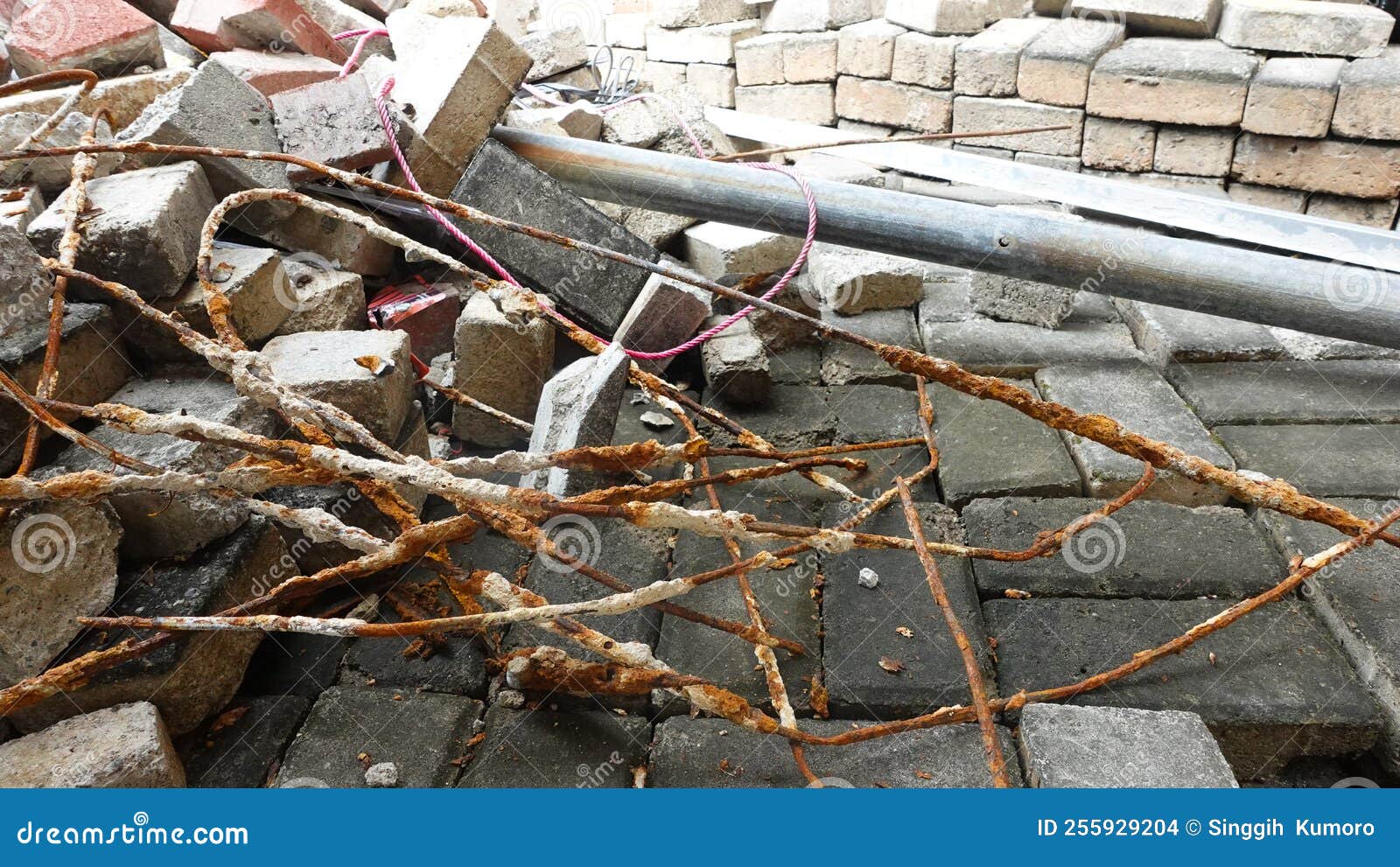 Rusty Iron on a Pile of Bricks Stock Photo - Image of grunge ...