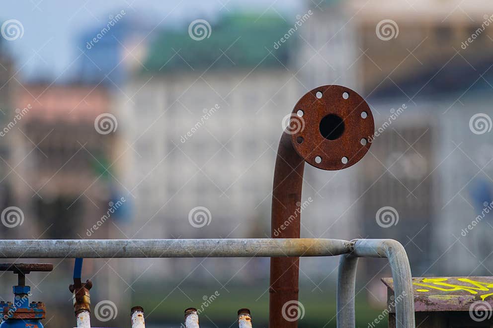 Rusty Iron Pipe at a Construction Site.. Stock Image - Image of ...