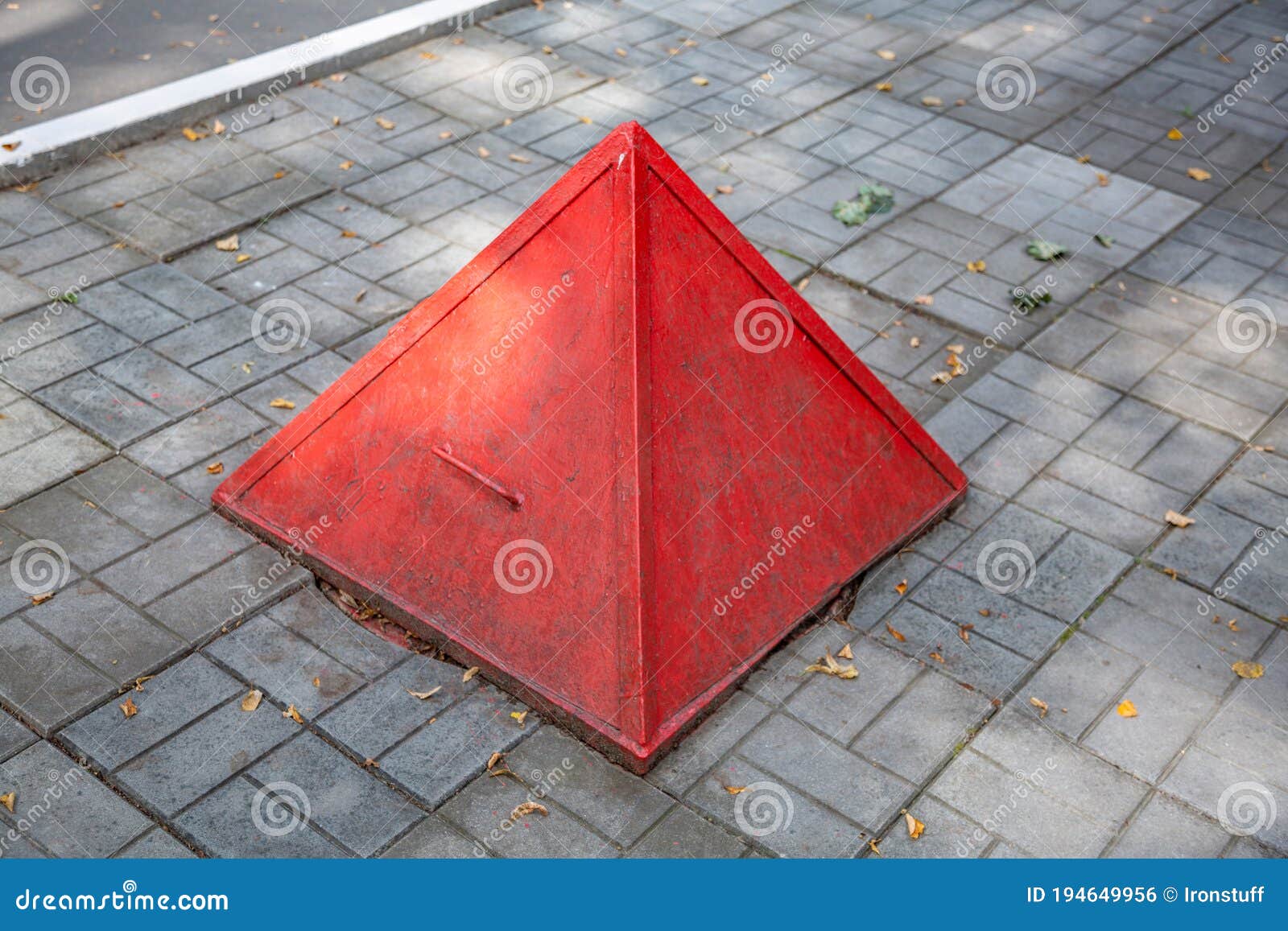 Rusty Pyramid Shaped Road Sign Stock Photo - Image of rough, pavement ...