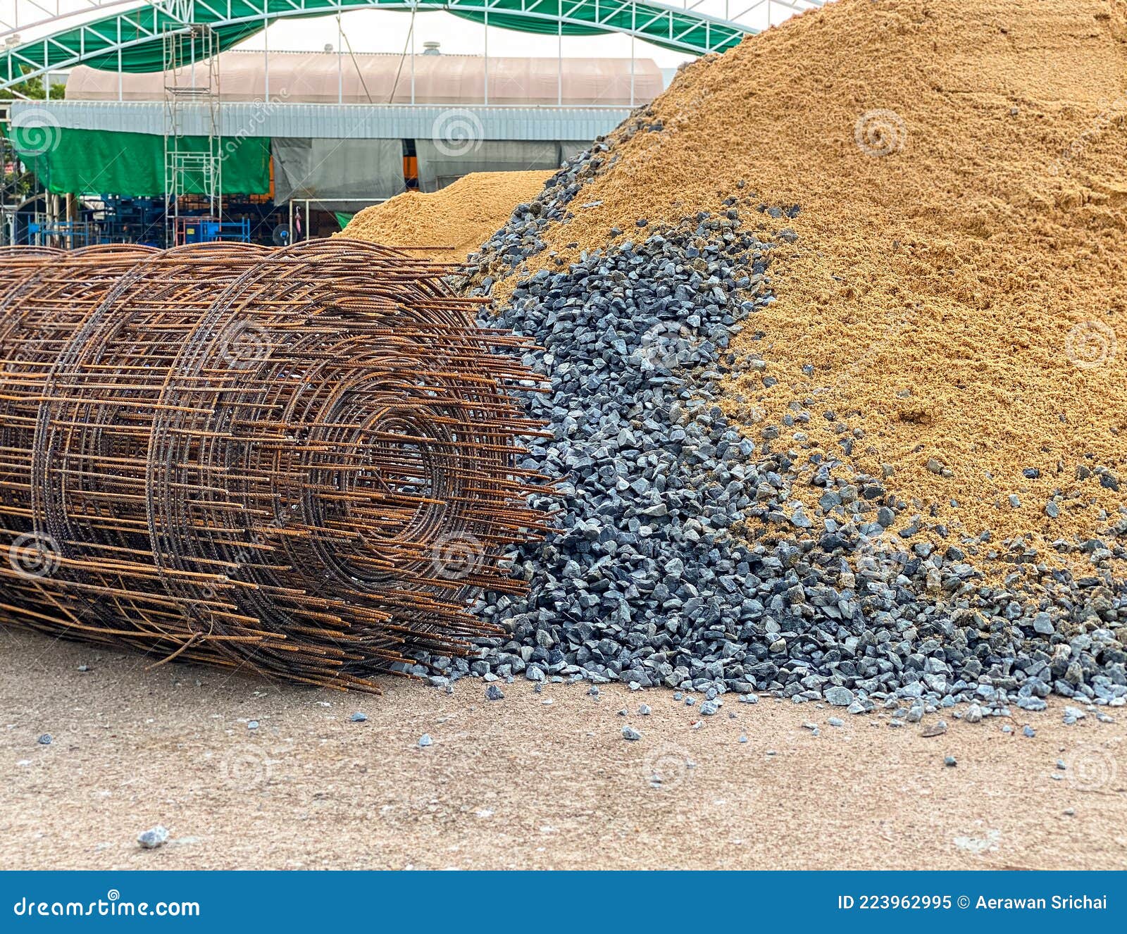 Rusty Iron Roll with Piles of Sand. Stock Image - Image of industry ...