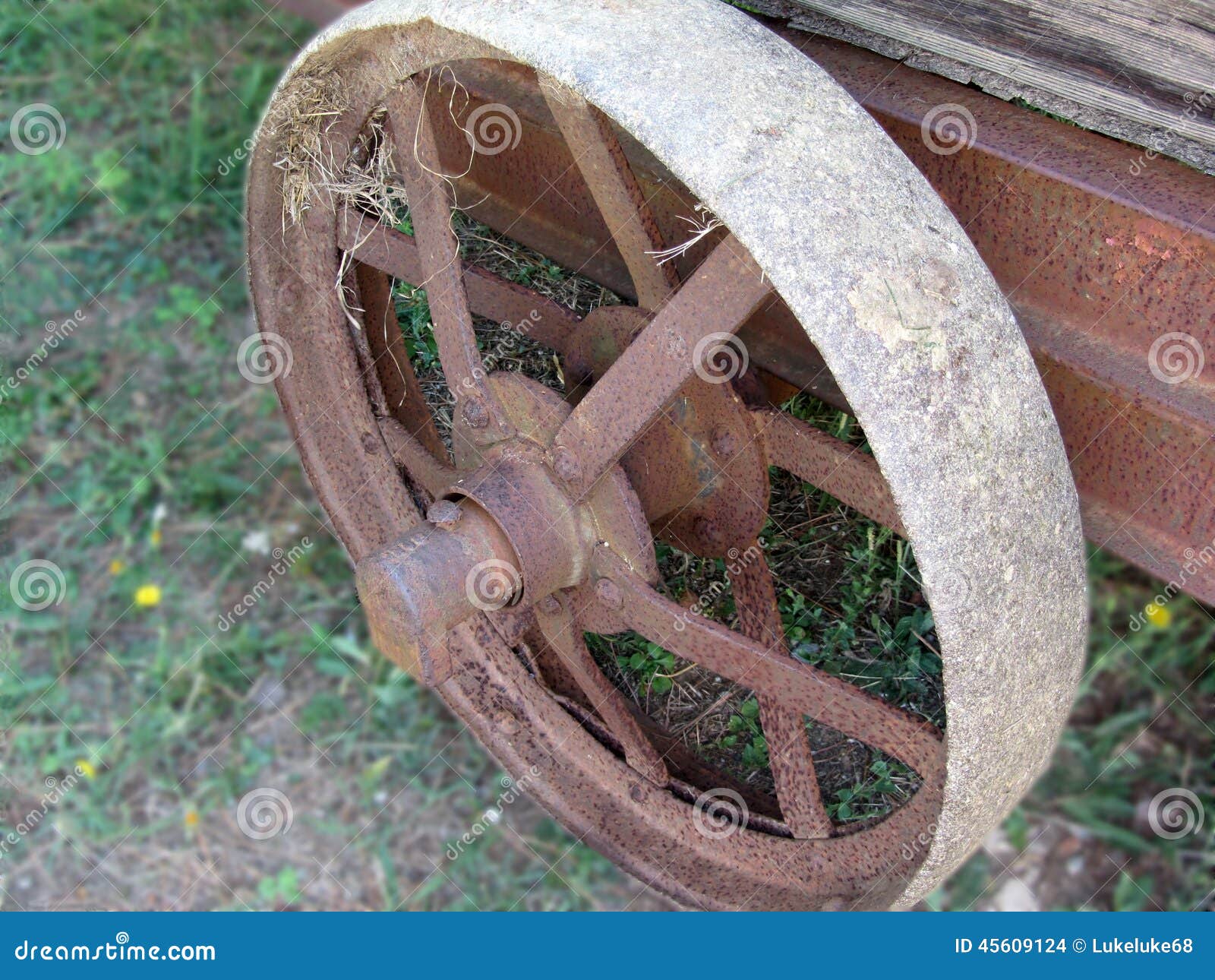 Rusty Iron Wheel of Old Cart Stock Photo - Image of device, objects ...