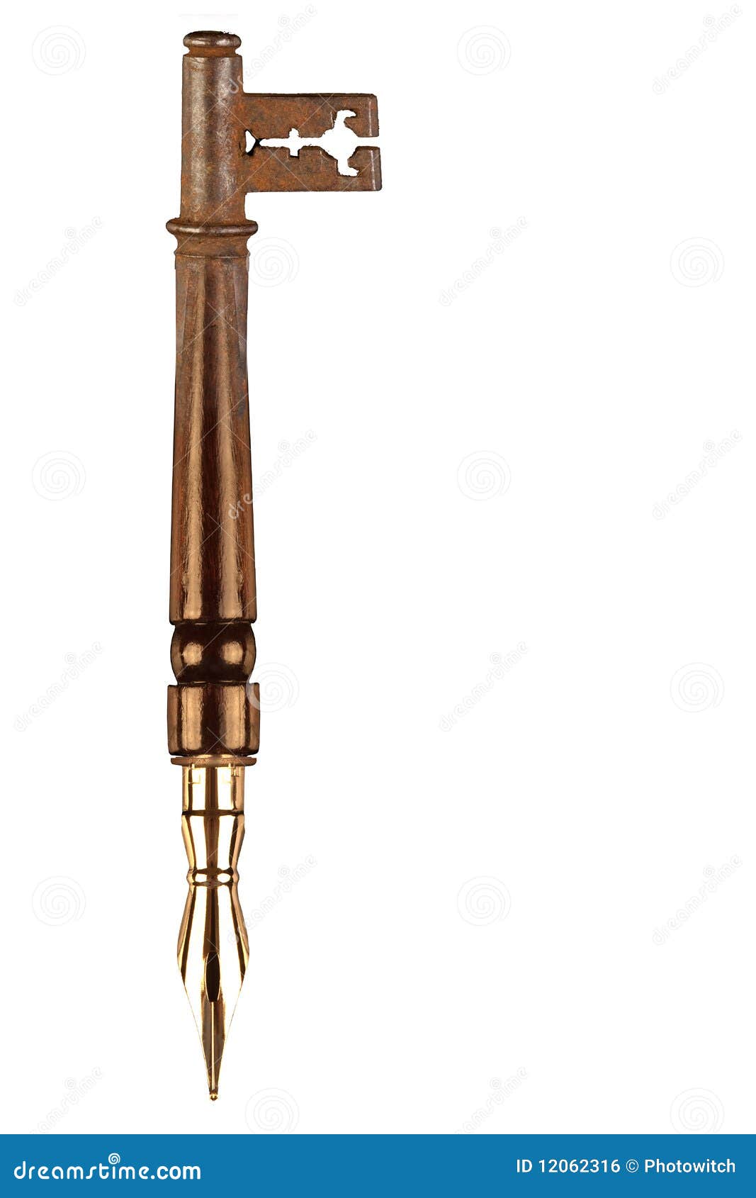 Rusty key and golden pen stock photo. Image of grunge - 12062316