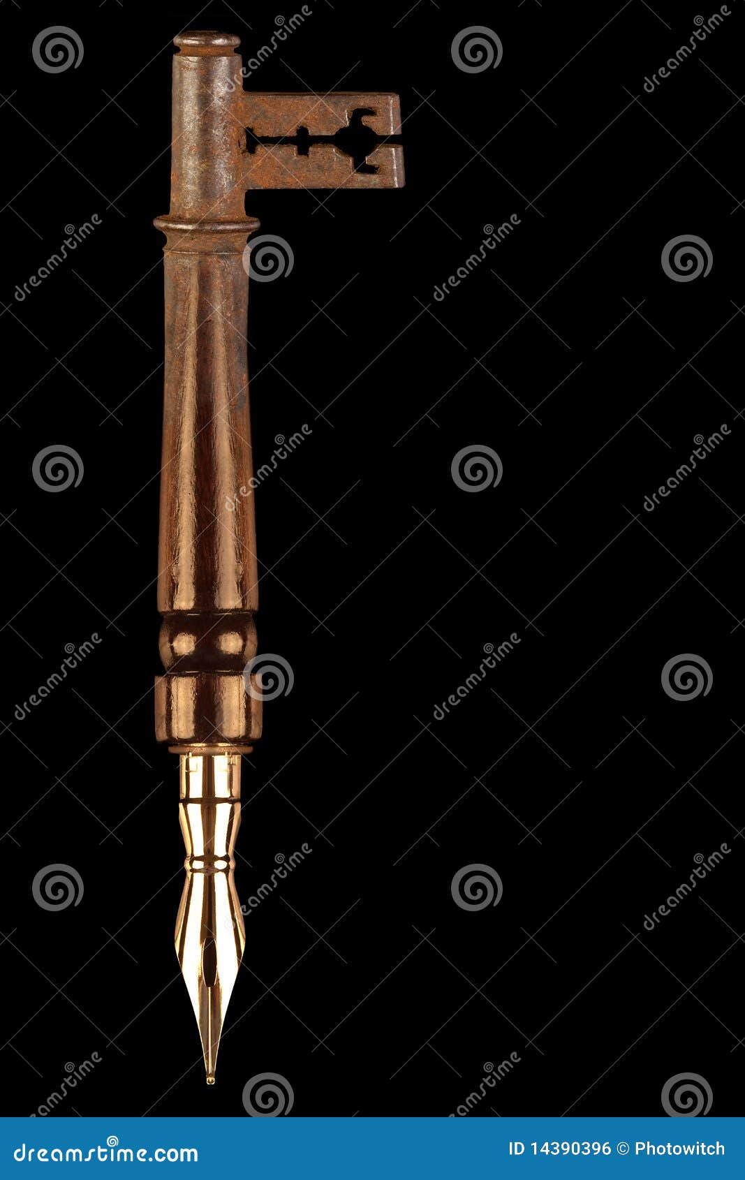 Rusty key and golden pen stock photo. Image of gilt, rust - 14390396