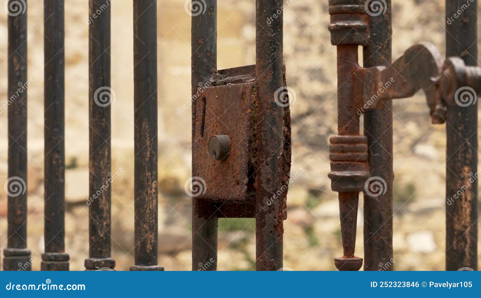 Rusty Keyhole of an Old Lock of a Rusted Lattice Gate of an Ancient ...