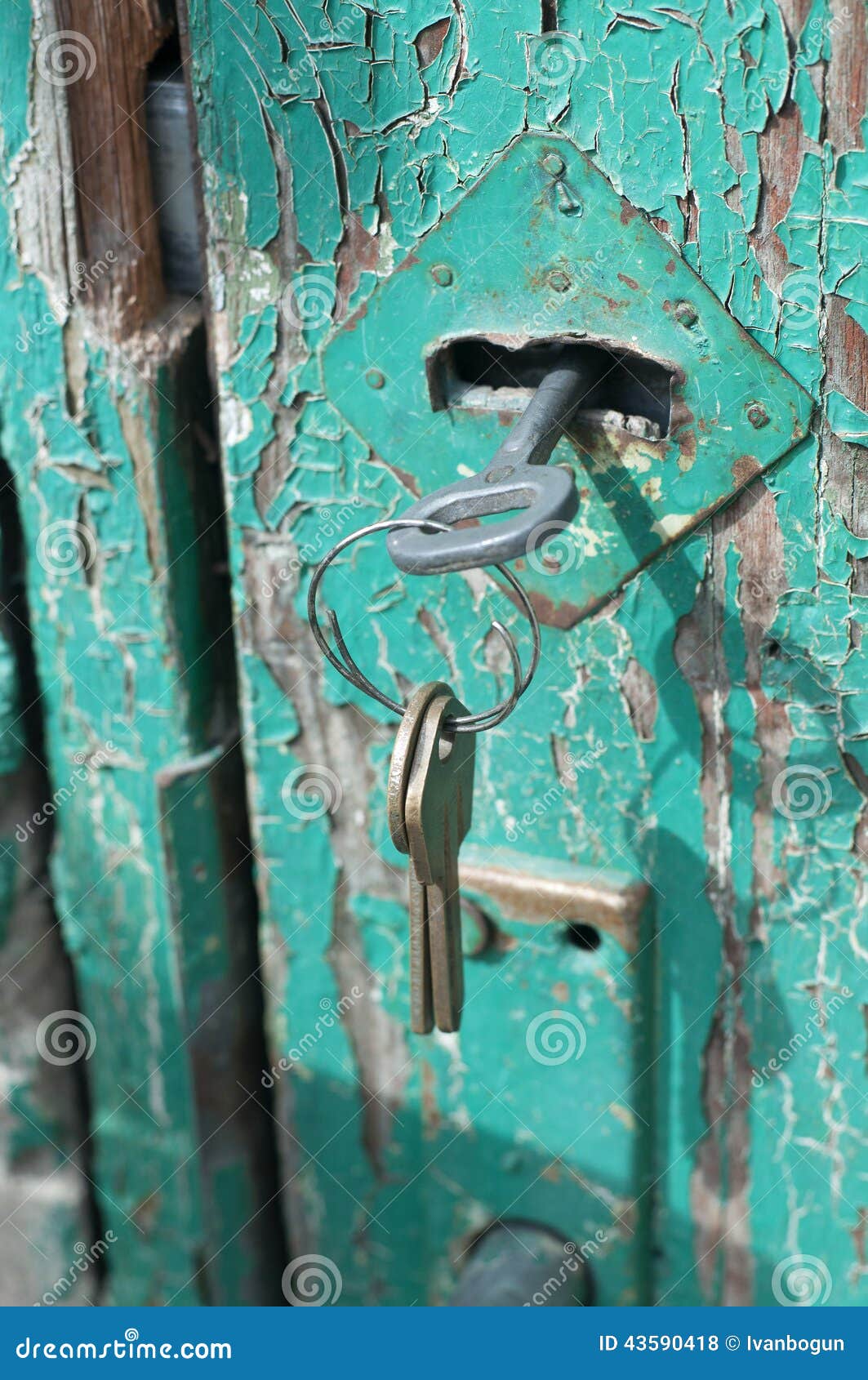 Rusty Keys in Old Door Lock Stock Photo - Image of closeup, wooden ...
