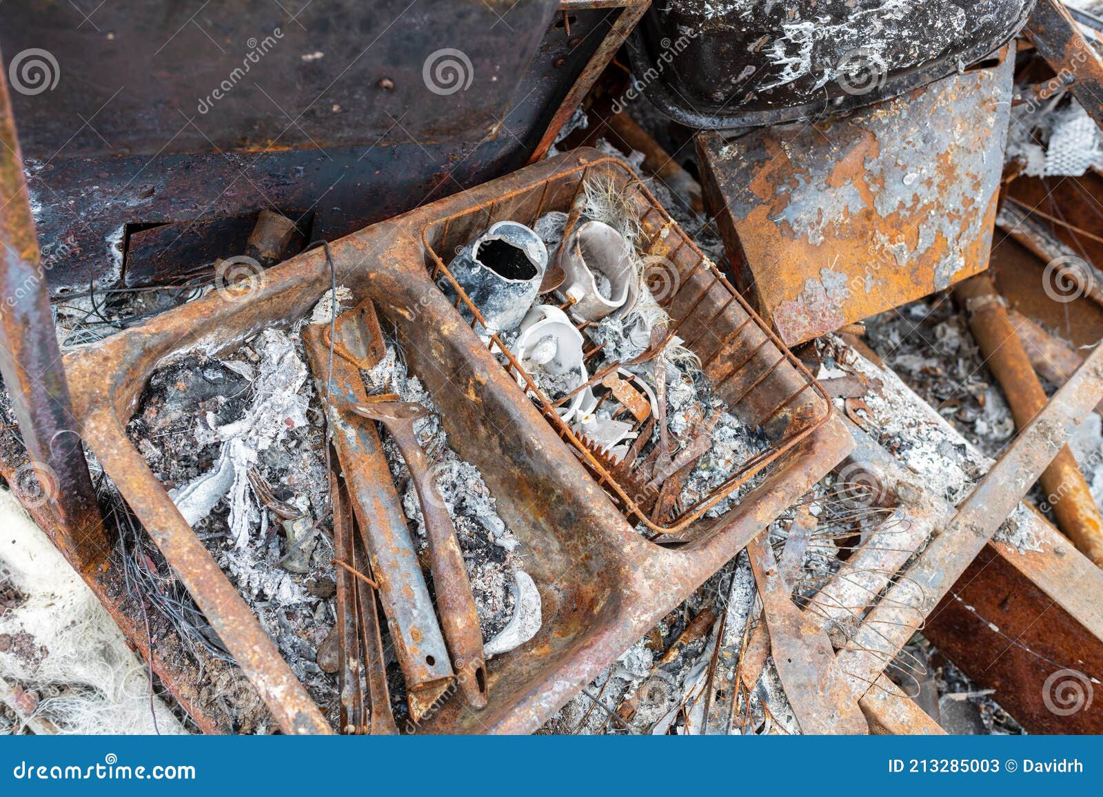 Rusty Kitchen Sink Remaining from a Burned Out RV Stock Image - Image ...