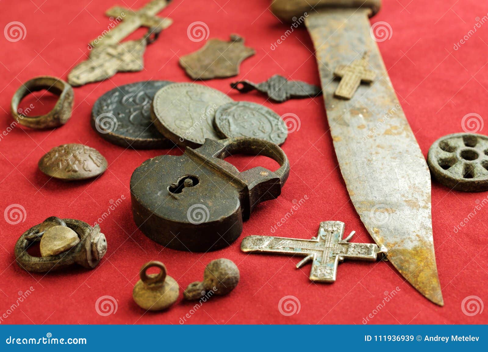 Rusty Knife and Castle Hinged Ancient Russian Objects of the 18th ...