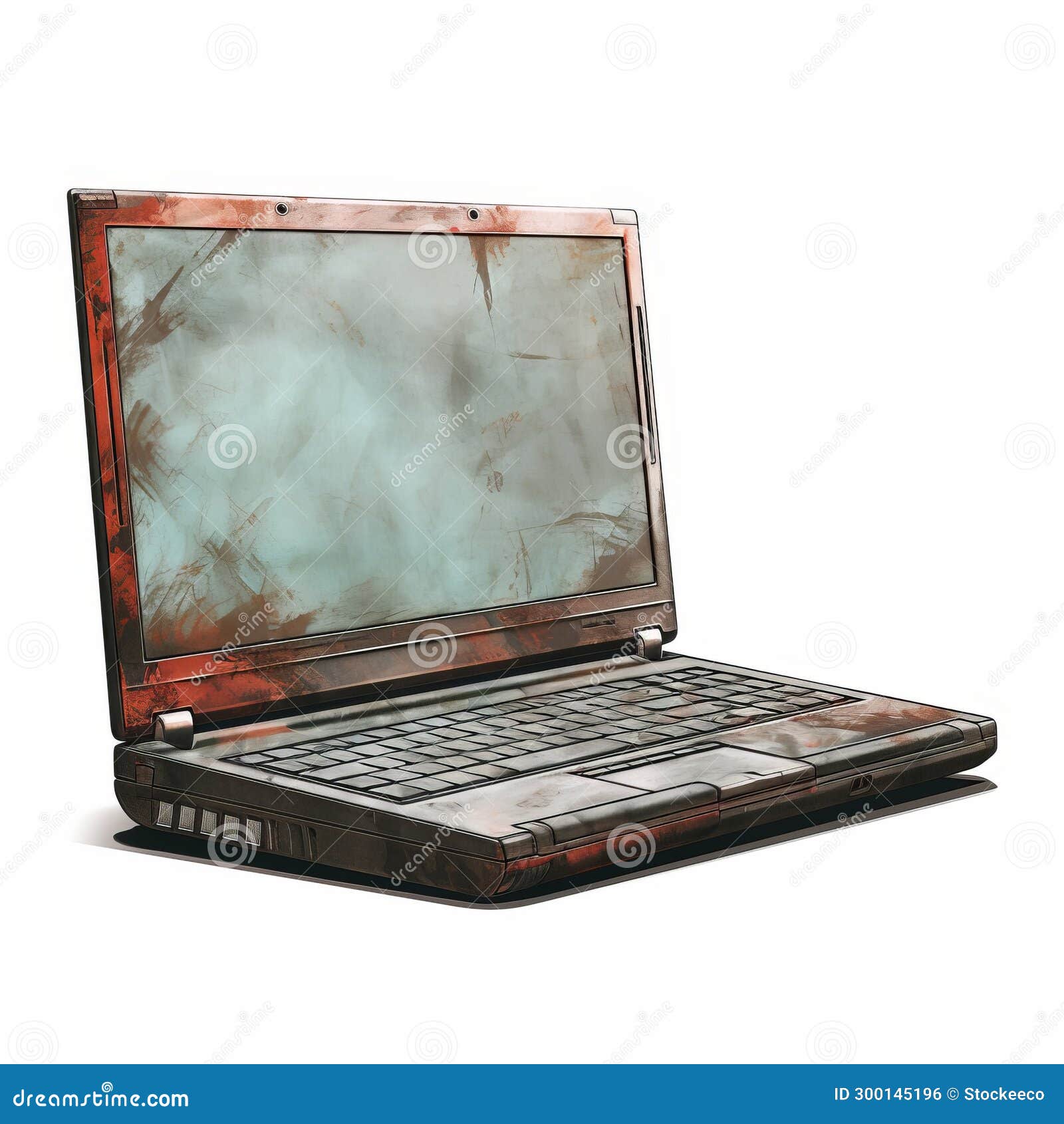 Rusty Laptop with Spray Painted Realism - Unique Design Stock ...