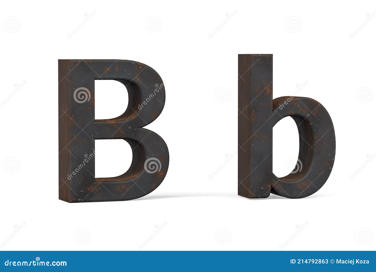 Rusty Letter B - Three Dimensional Uppercase and Lowercase B on White ...