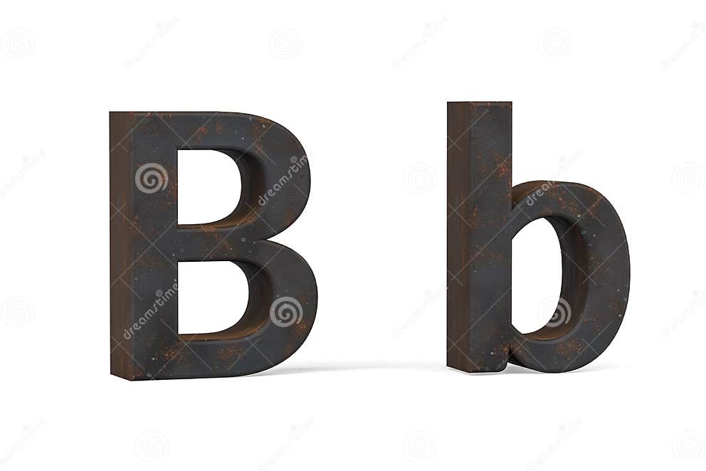Rusty Letter B - Three Dimensional Uppercase and Lowercase B on White ...