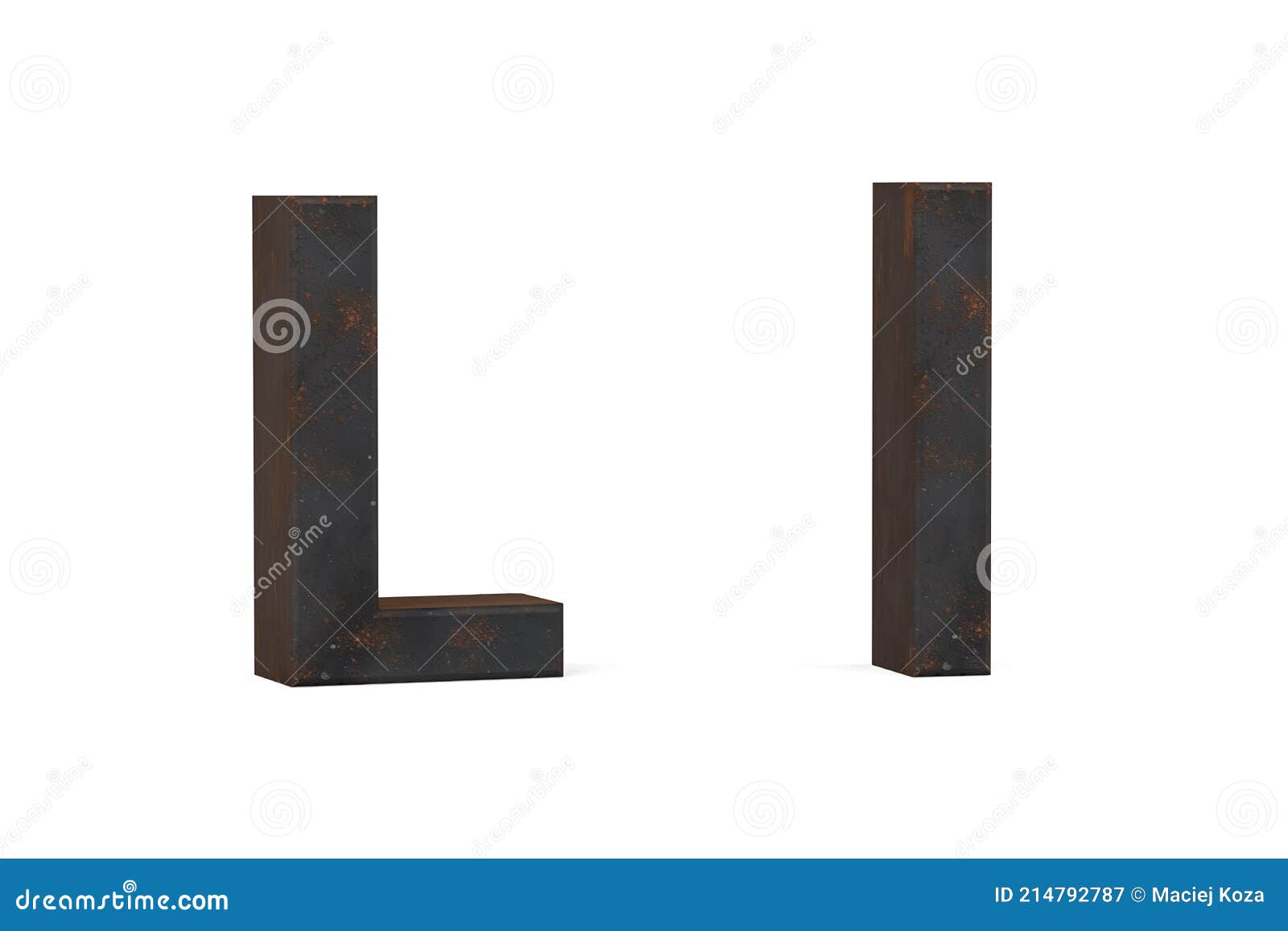 Rusty Letter L - Three Dimensional Uppercase and Lowercase L on White ...