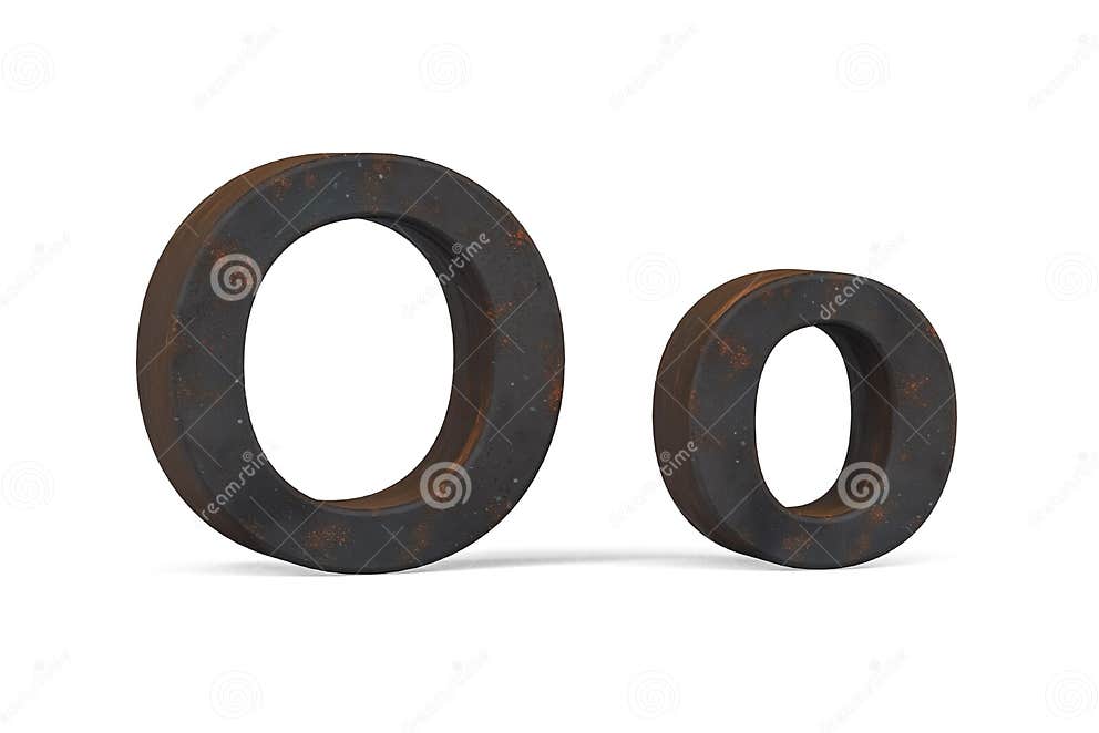 Rusty Letter O - Three Dimensional Uppercase and Lowercase O on White ...