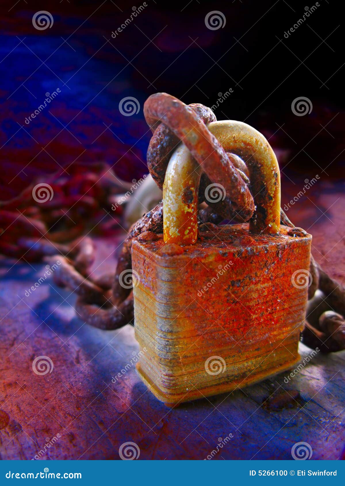 Rusty lock stock photo. Image of rusty, chains, shut, heavy - 5266100