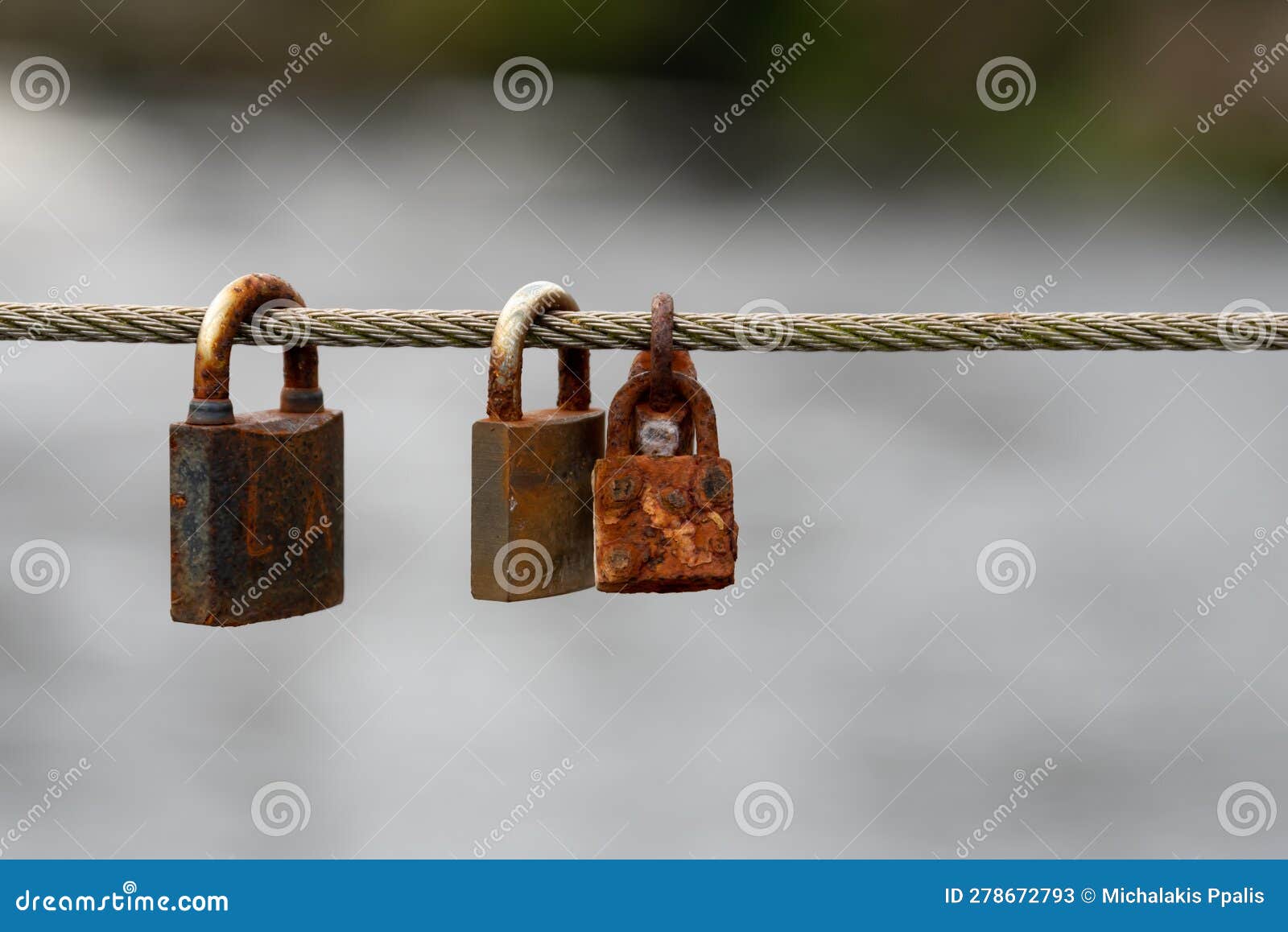 Rusty Lockers on a Bridge Wire. Love Dedication and Devotion Stock ...
