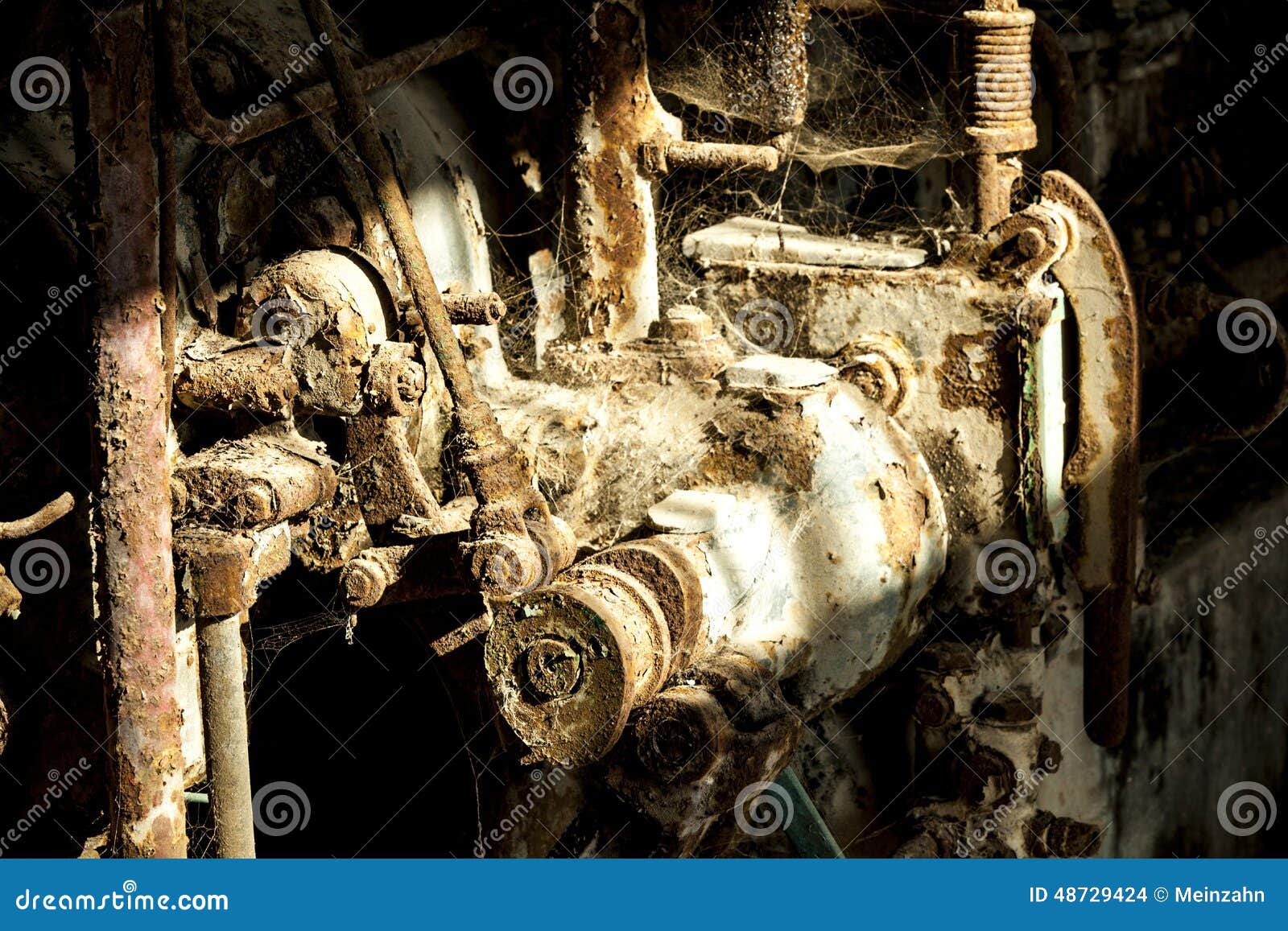 Old Rusty Machine With Complex Vault, Pipeline And Utilities In Former ...