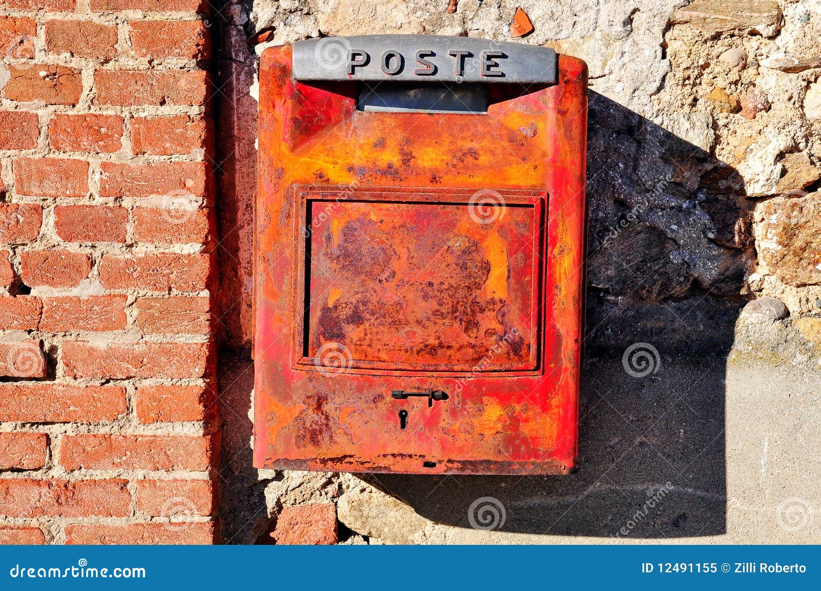 Rusty Mail Box. stock image. Image of service, brick - 12491155