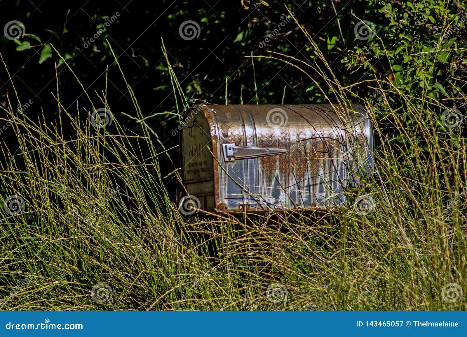 Rusty Mailbox in the Weeds Along a Country Road Stock Image - Image of ...