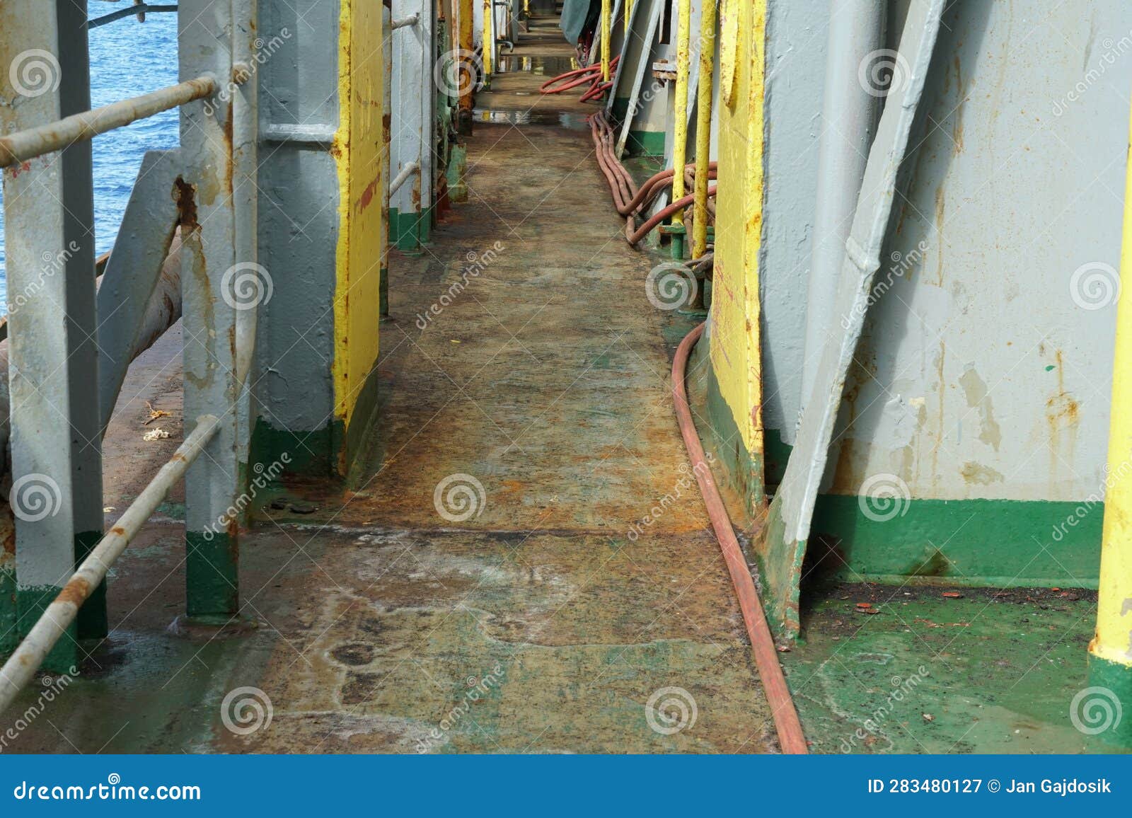 Rusty Main Deck without Maintenance of the Container Vessel on the ...