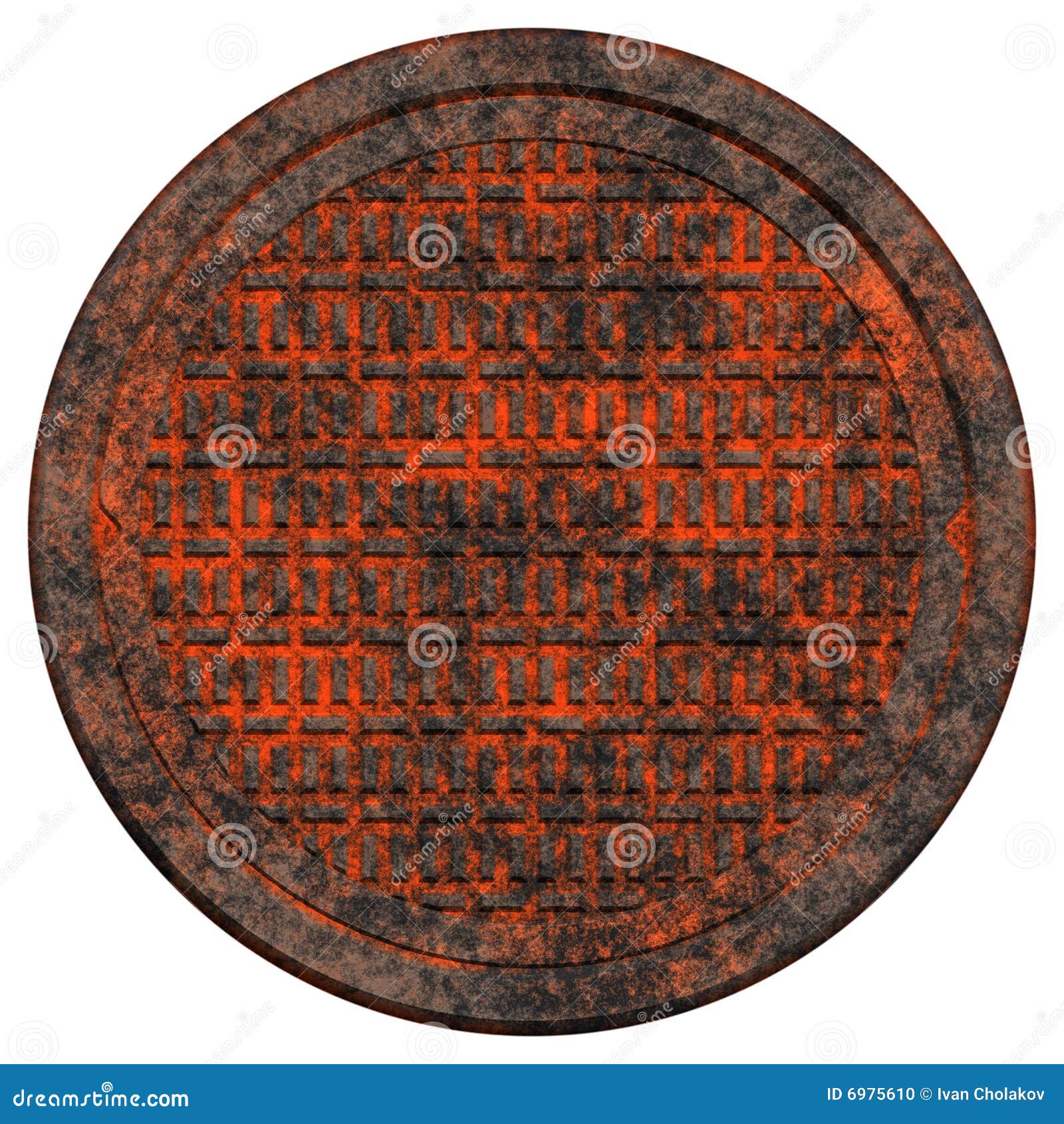 Rusty manhole cover stock illustration. Illustration of rust - 6975610
