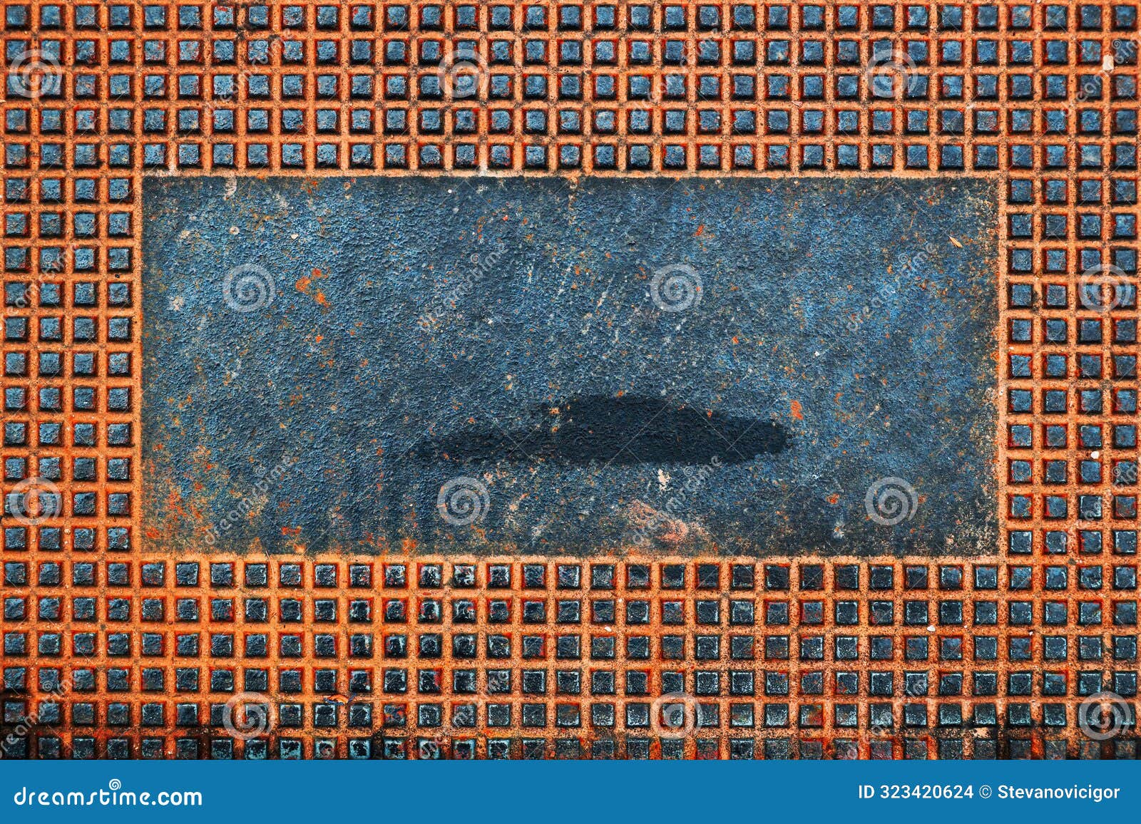 Rusty Manhole Cover with Square Shape Pattern Stock Photo - Image of ...