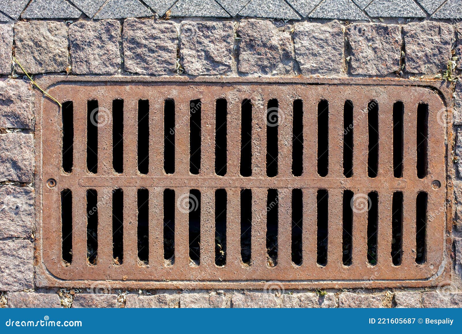 Rusty Manhole Rectangular Grating of the Drainage System. Stock Image ...