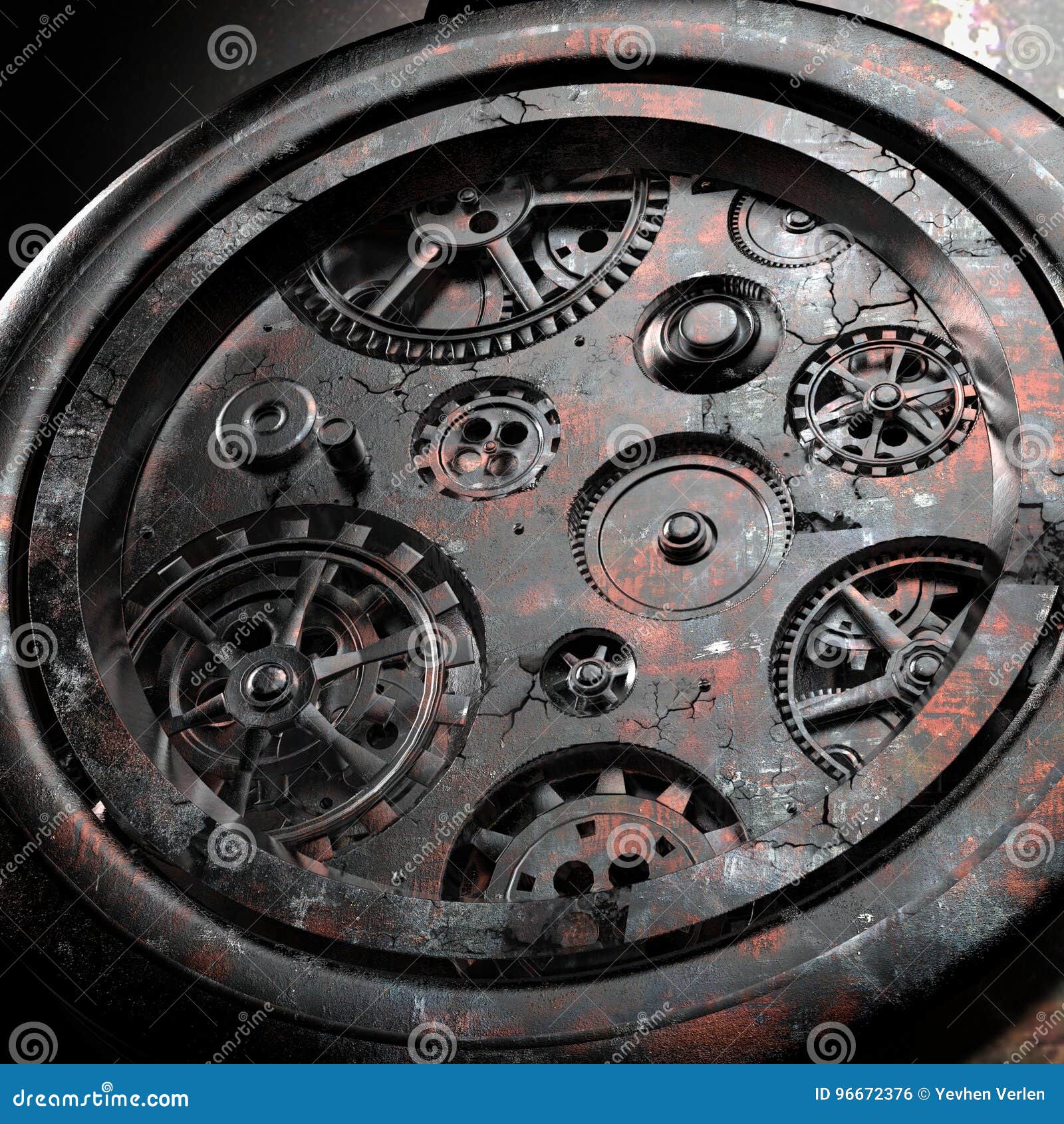 Rusty Mechanism In The Form Of Heart Embedded Stock Illustration ...