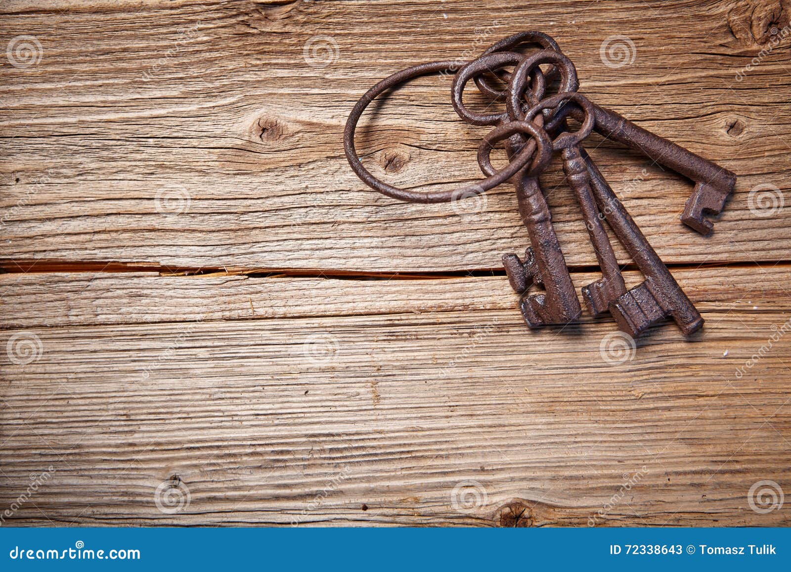 Rusty Medieval Keys on Wood Table Stock Image - Image of home, golden ...