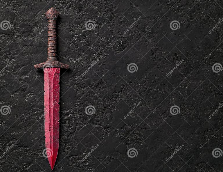 Rusty Medieval Sword on Dark Background Stock Illustration ...