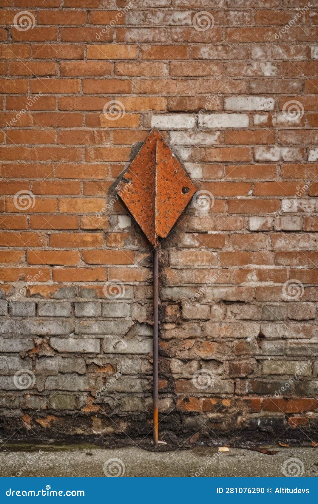 Rusty Metal Arrow Pointing Upwards on Brick Wall Stock Illustration ...